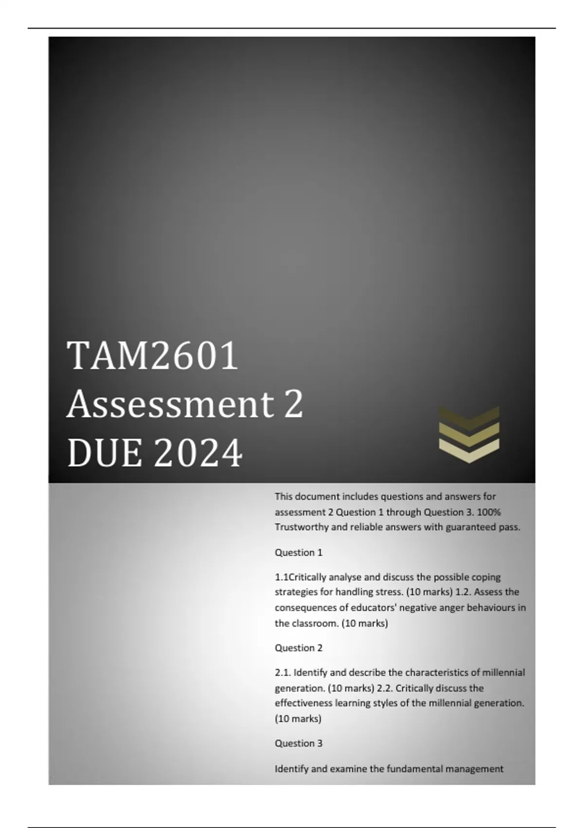 TAM2601 ASSIGNMENT 2 DUE 2024.100% Trustworthy and Reliable answers ...