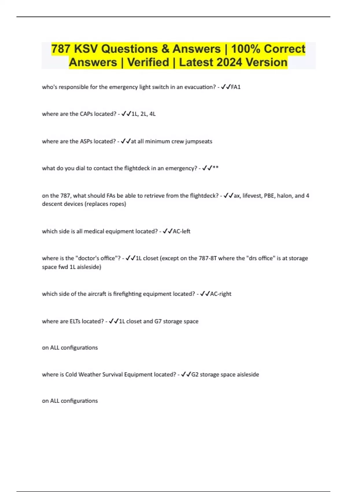 787 KSV Questions & Answers | 100% Correct Answers | Verified | Latest ...