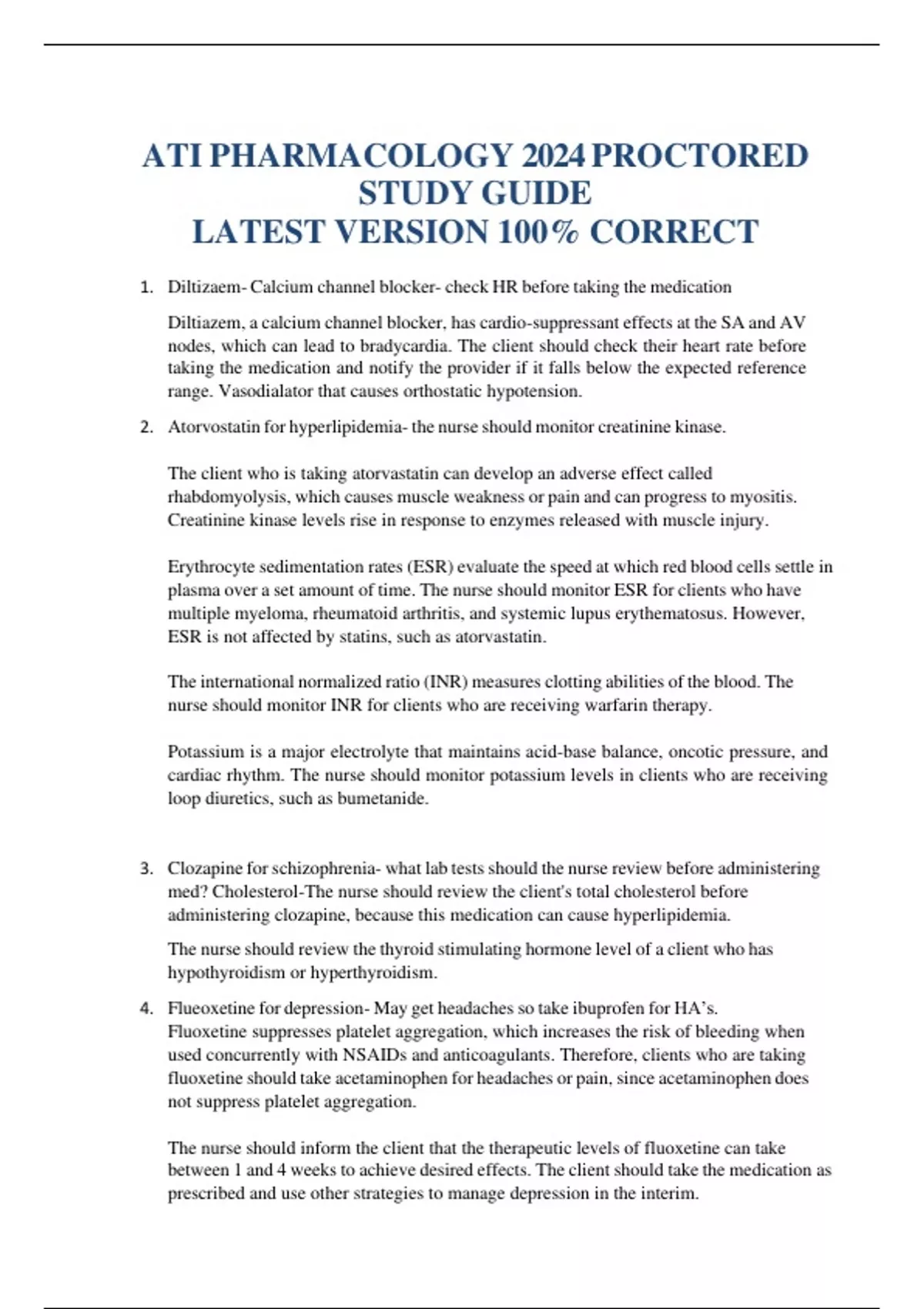 ATI PHARMACOLOGY 2024 PROCTORED STUDY GUIDE - ATI PHARMACOLOGY - Stuvia US