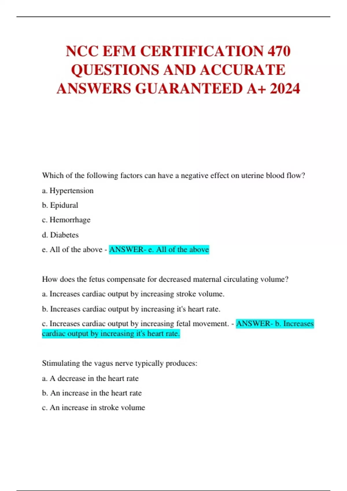 NCC EFM CERTIFICATION 470 QUESTIONS AND ACCURATE ANSWERS GUARANTEED A+ ...