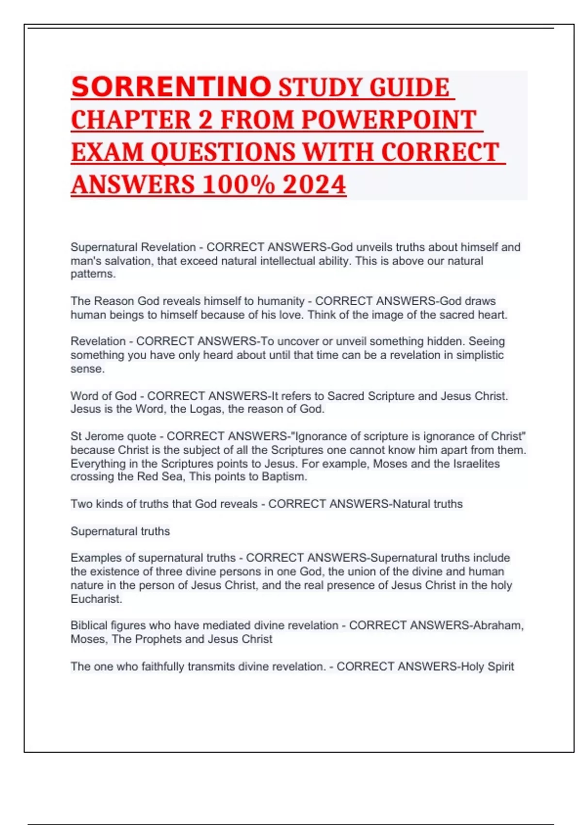 SORRENTINO STUDY GUIDE CHAPTER 2 FROM POWERPOINT EXAM QUESTIONS WITH ...