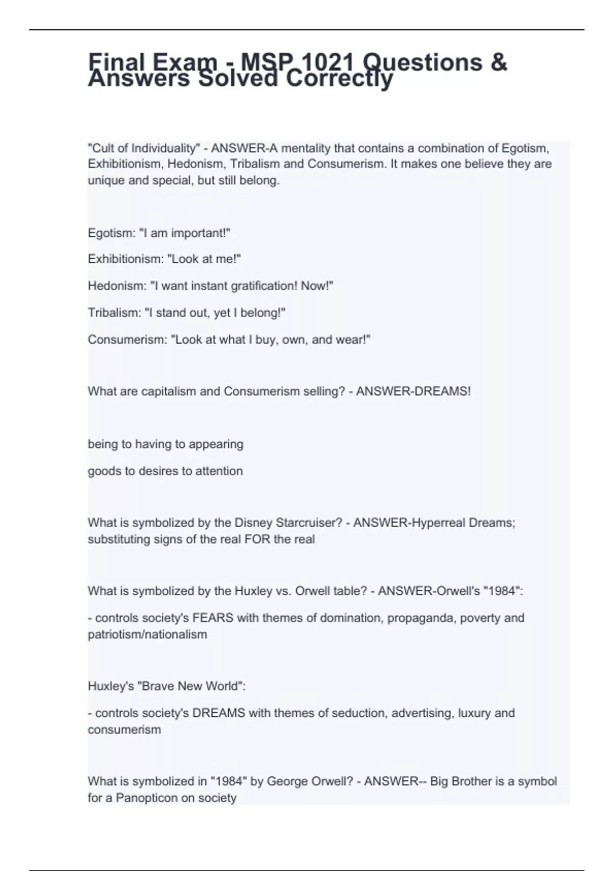 Final Exam - MSP 1021 Questions & Answers Solved Correctly - MSP 1021 ...