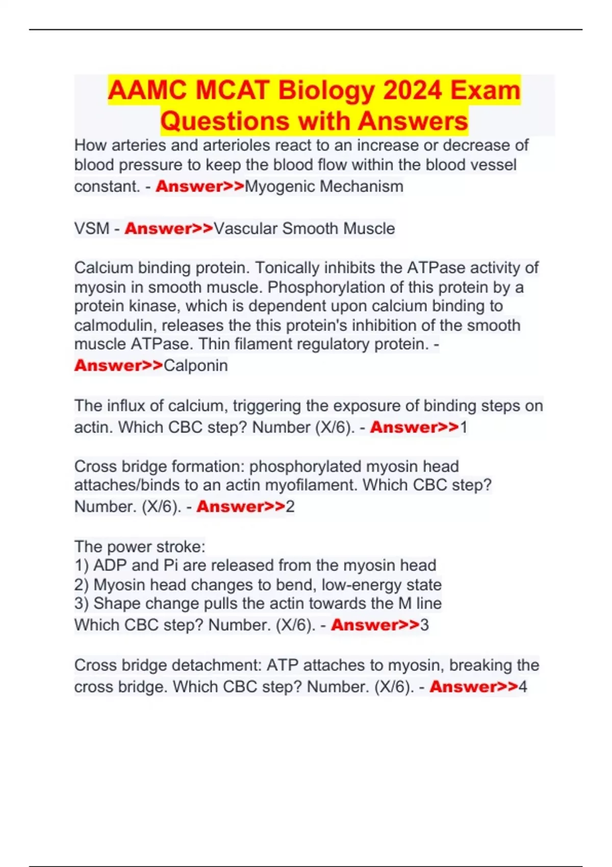 AAMC MCAT Biology 2024 Exam Questions with Answers - AAMC MCAT Biology ...