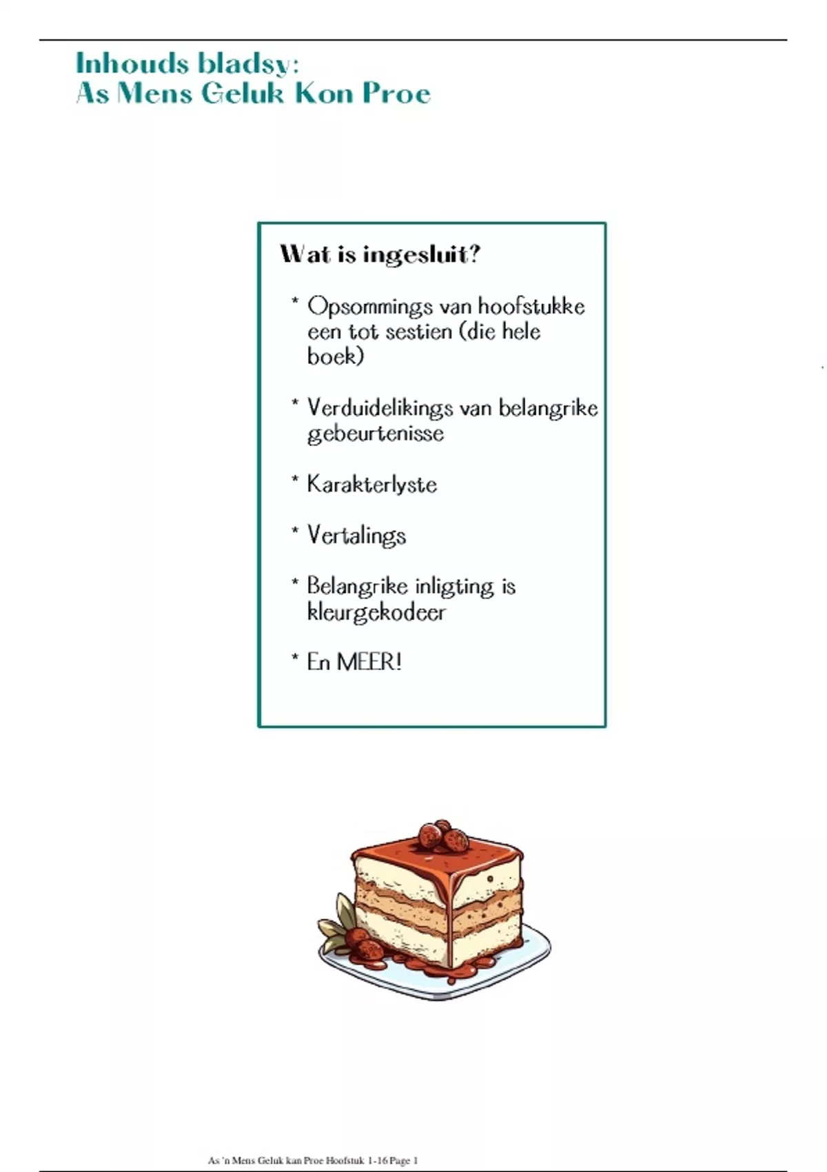 As Mens Geluk Kon Proe: ENTIRE BOOK SUMMARY - Afrikaans First Additional Language OR IsiXhosa ...