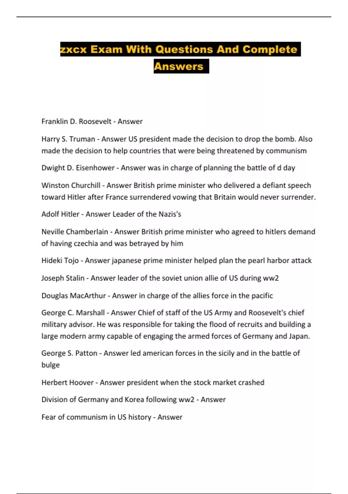 zxcx Exam With Questions And Complete Answers - Zxcx - Stuvia US