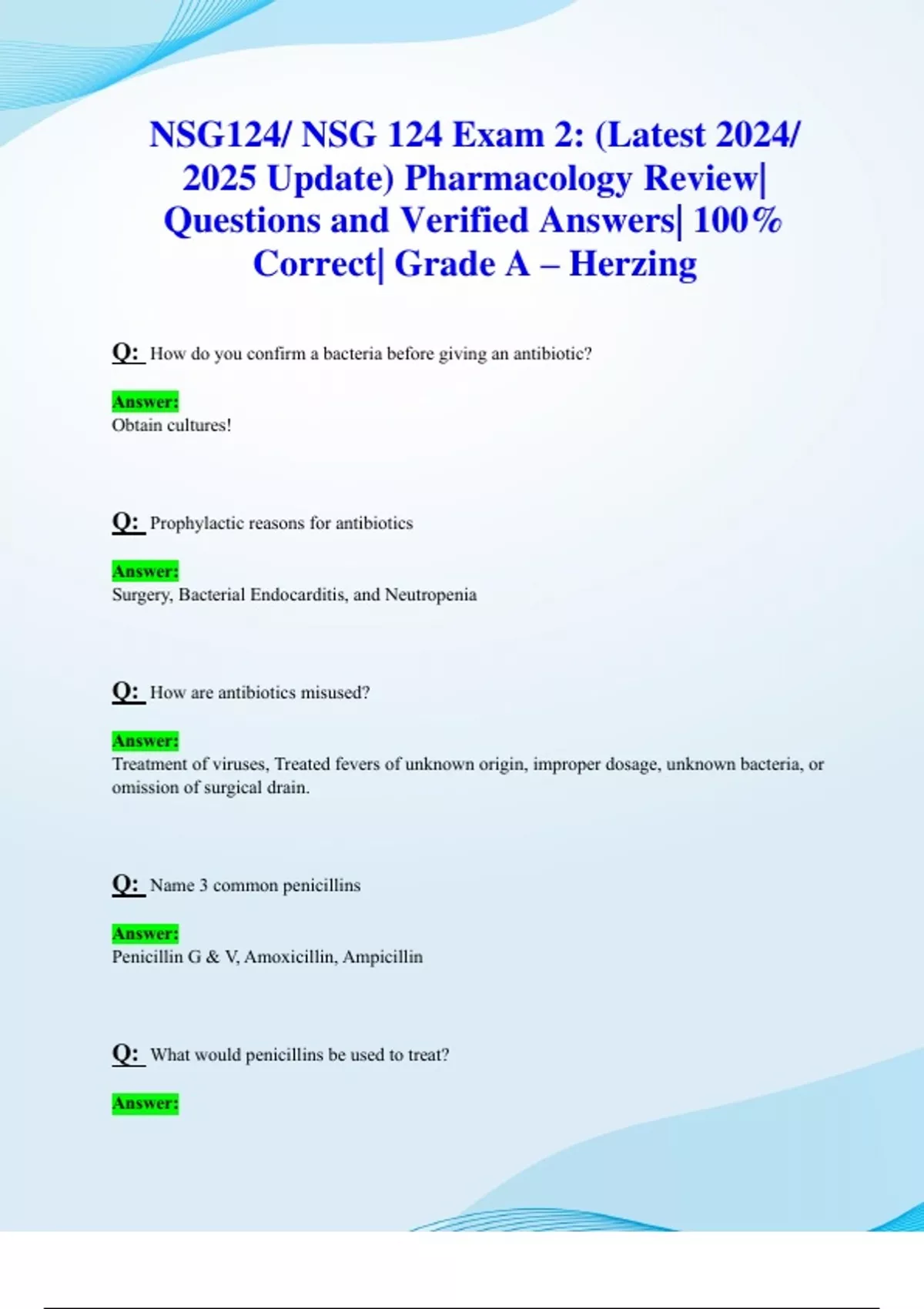 NSG124/ NSG 124 Exam 1 & Exam 2: (Latest 2024/ 2025 Updates STUDY ...