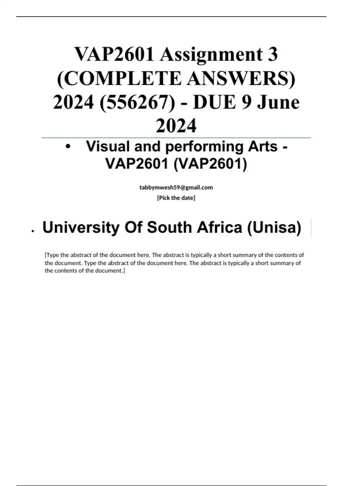 Exam (elaborations) VAP2601 Assignment 3 (COMPLETE ANSWERS) 2024 ...