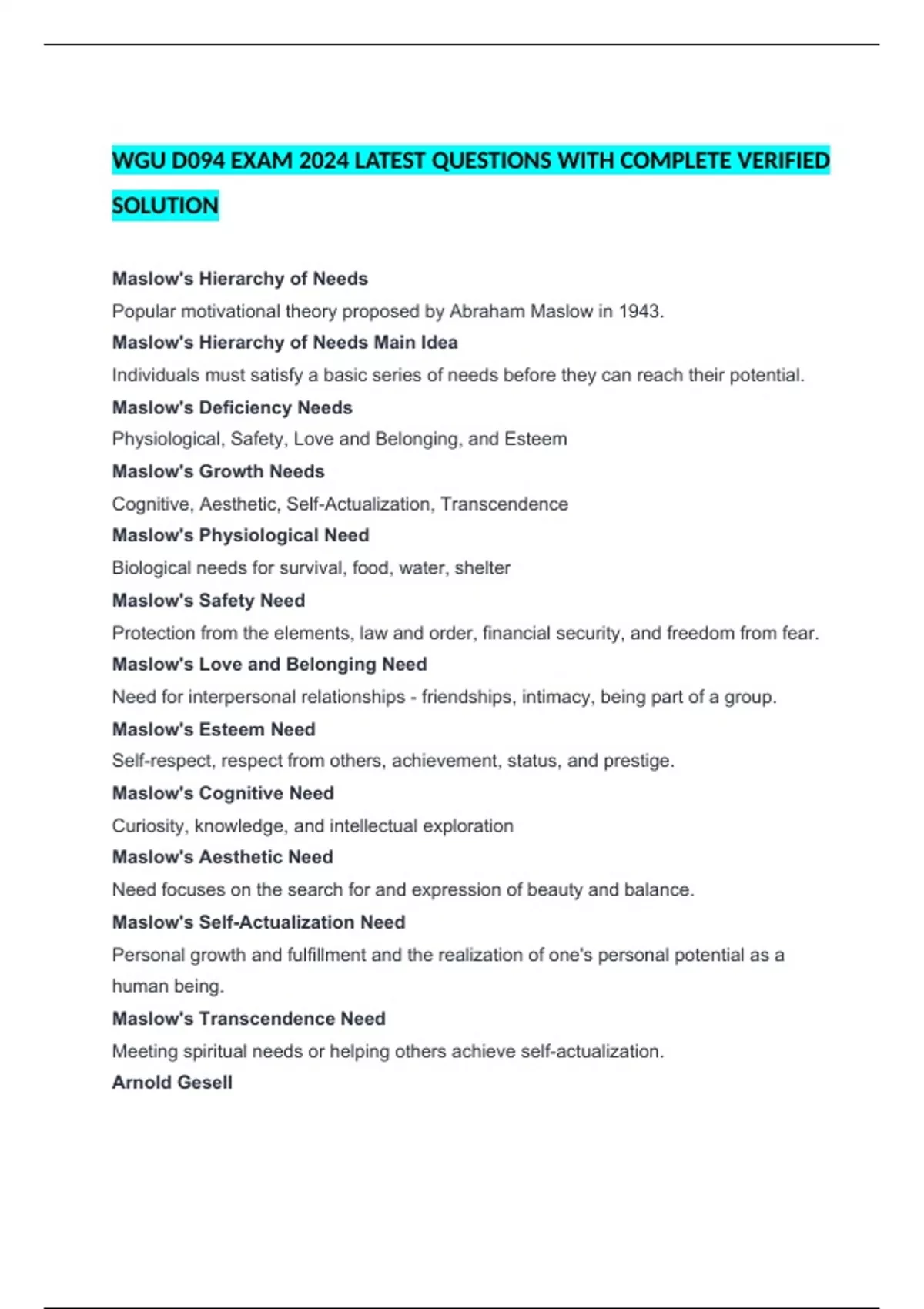 WGU D094 EXAM 2024 LATEST QUESTIONS WITH COMPLETE VERIFIED SOLUTION ...