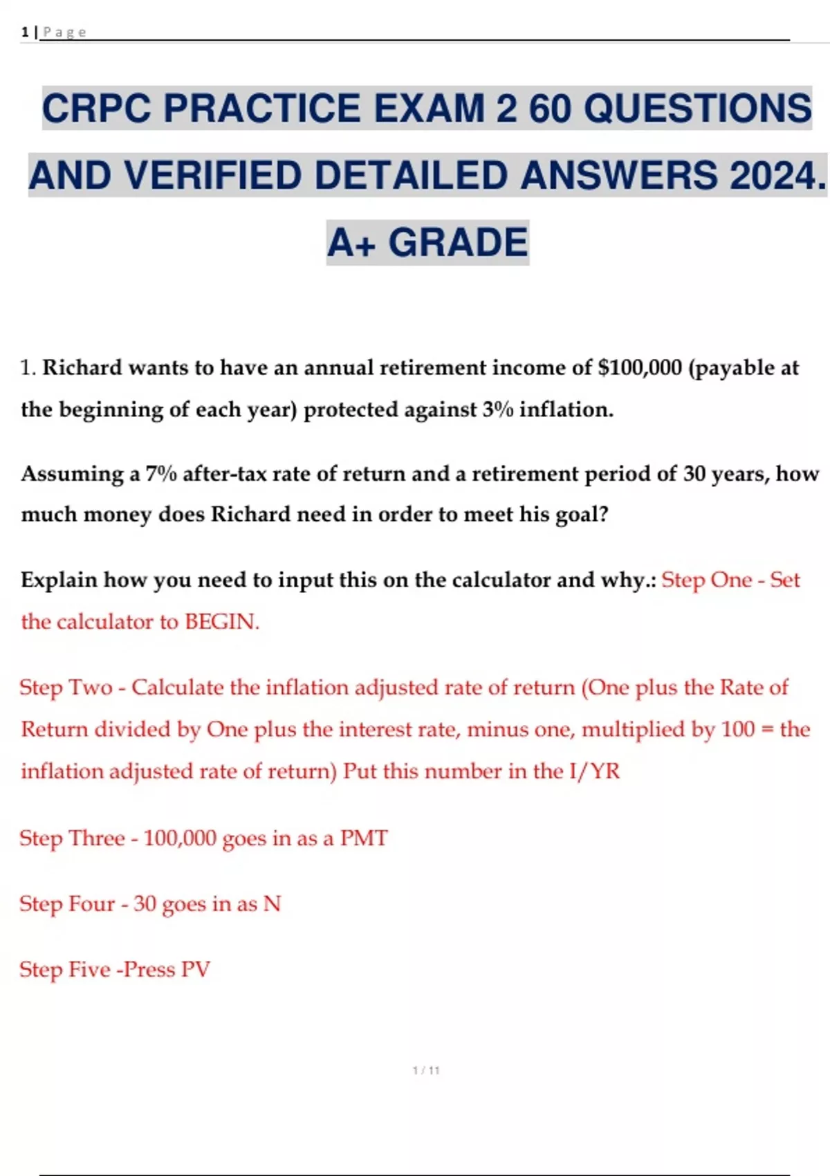 CRPC PRACTICE EXAM 2 60 QUESTIONS AND VERIFIED DETAILED ANSWERS 2024. A+ GRADE - CRPC - Stuvia US