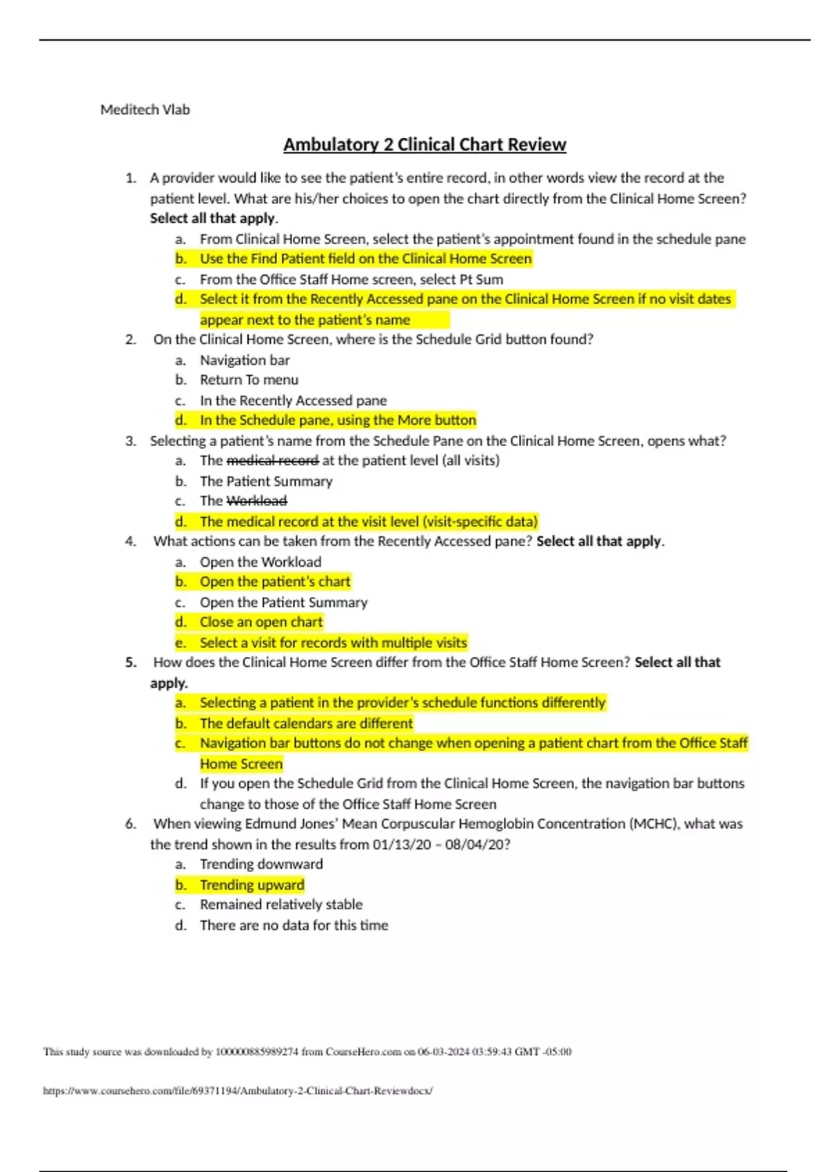 Ambulatory 2 Clinical Chart Review Exam 100% VERIFIED ANSWERS 2024/2025 ...