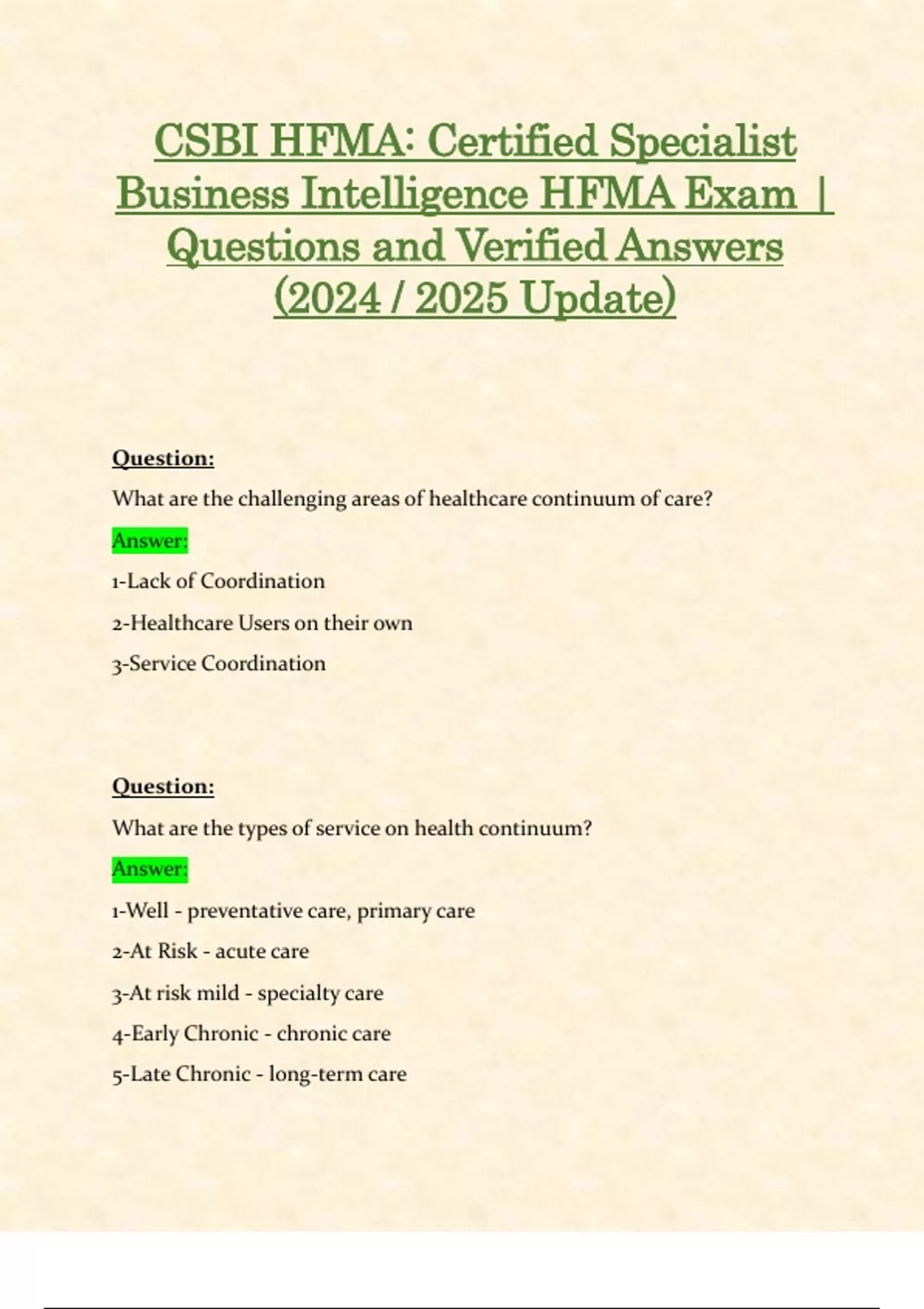 CSBI HFMA: Certified Specialist Business Intelligence HFMA Exam ...