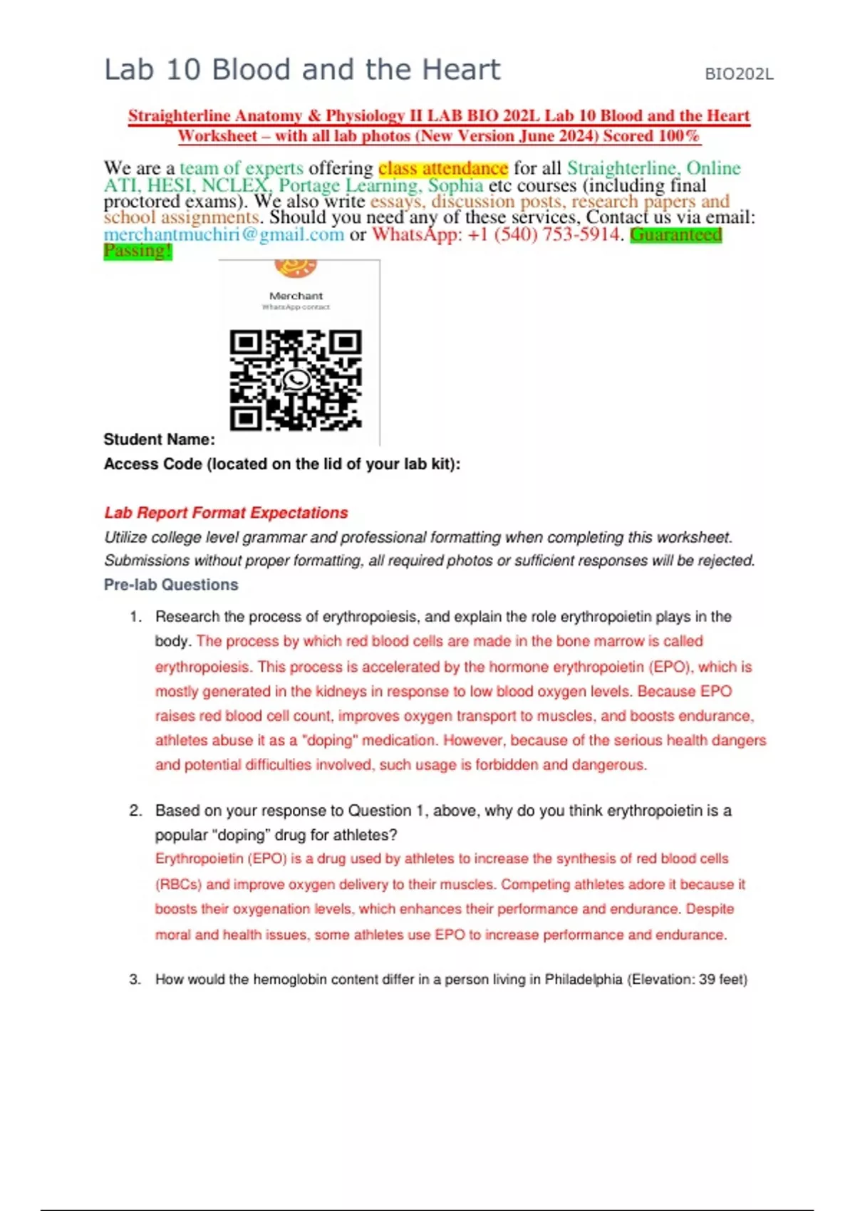 Bundled Straighterline Anatomy and Physiology 2 Lab BIO202L Lab 10, 11, 12, 13, 14, 15, 16, 17 ...