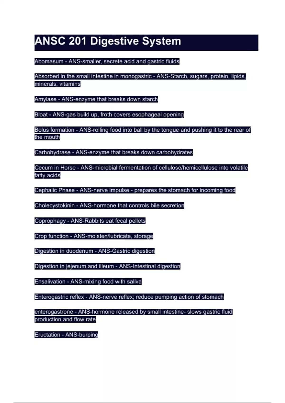 ANSC 201 Digestive System - 1st Class Stationary Engineers Examination ...