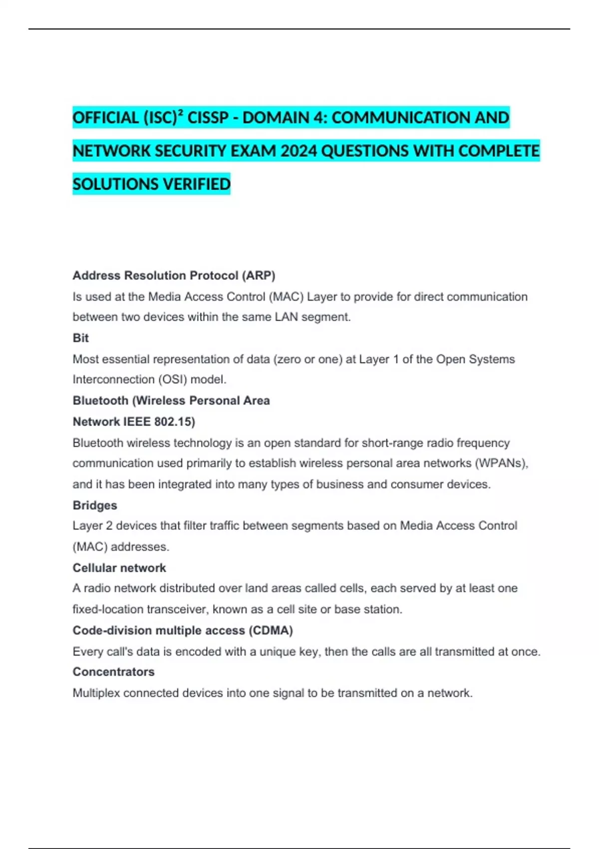 Official Isc ² Cissp Domain 4 Communication And Network Security