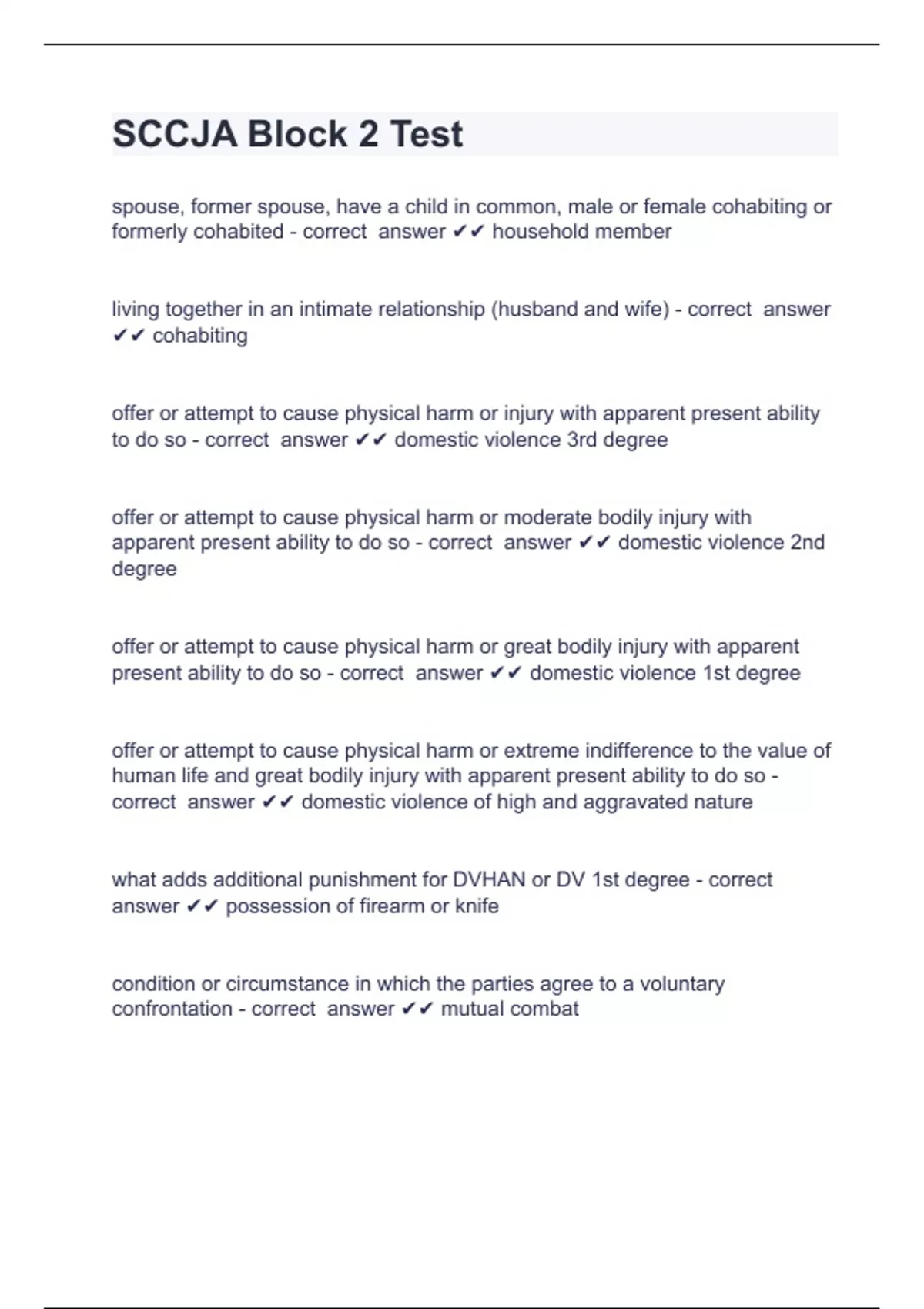 SCCJA Block 2 Test Questions with complete solution - TOMPSC SCCJA ...