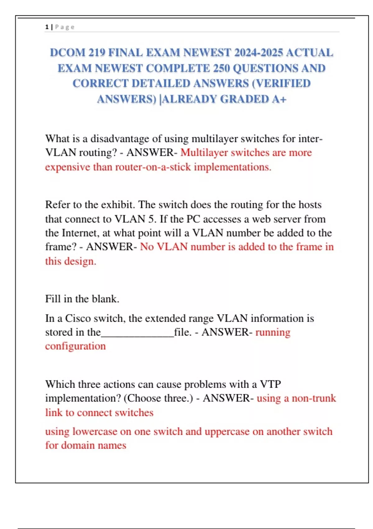 DCOM 219 FINAL EXAM NEWEST ACTUAL EXAM NEWEST COMPLETE 250 QUESTIONS AND CORRECT DETAILED ...