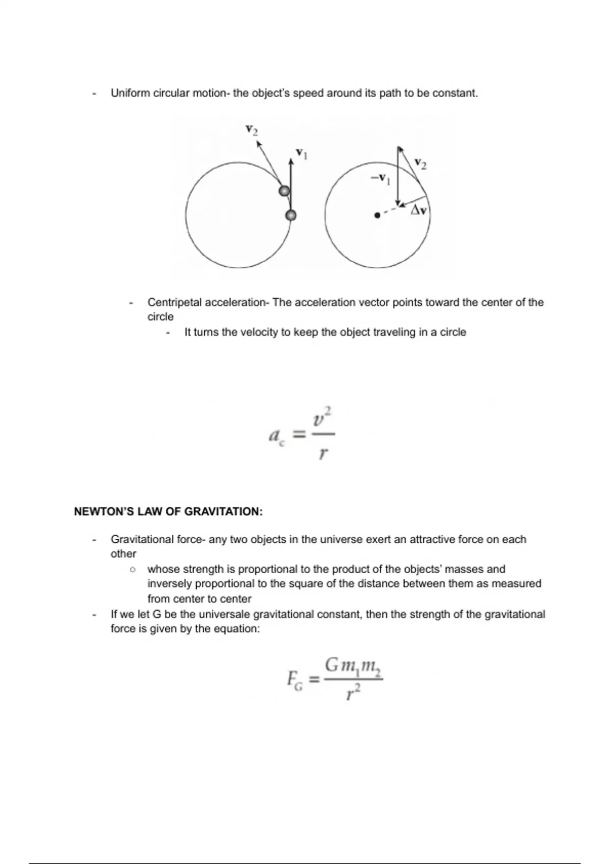 Uniform Circular Motion, Newton’s Law of Gravitation, and Rotational ...