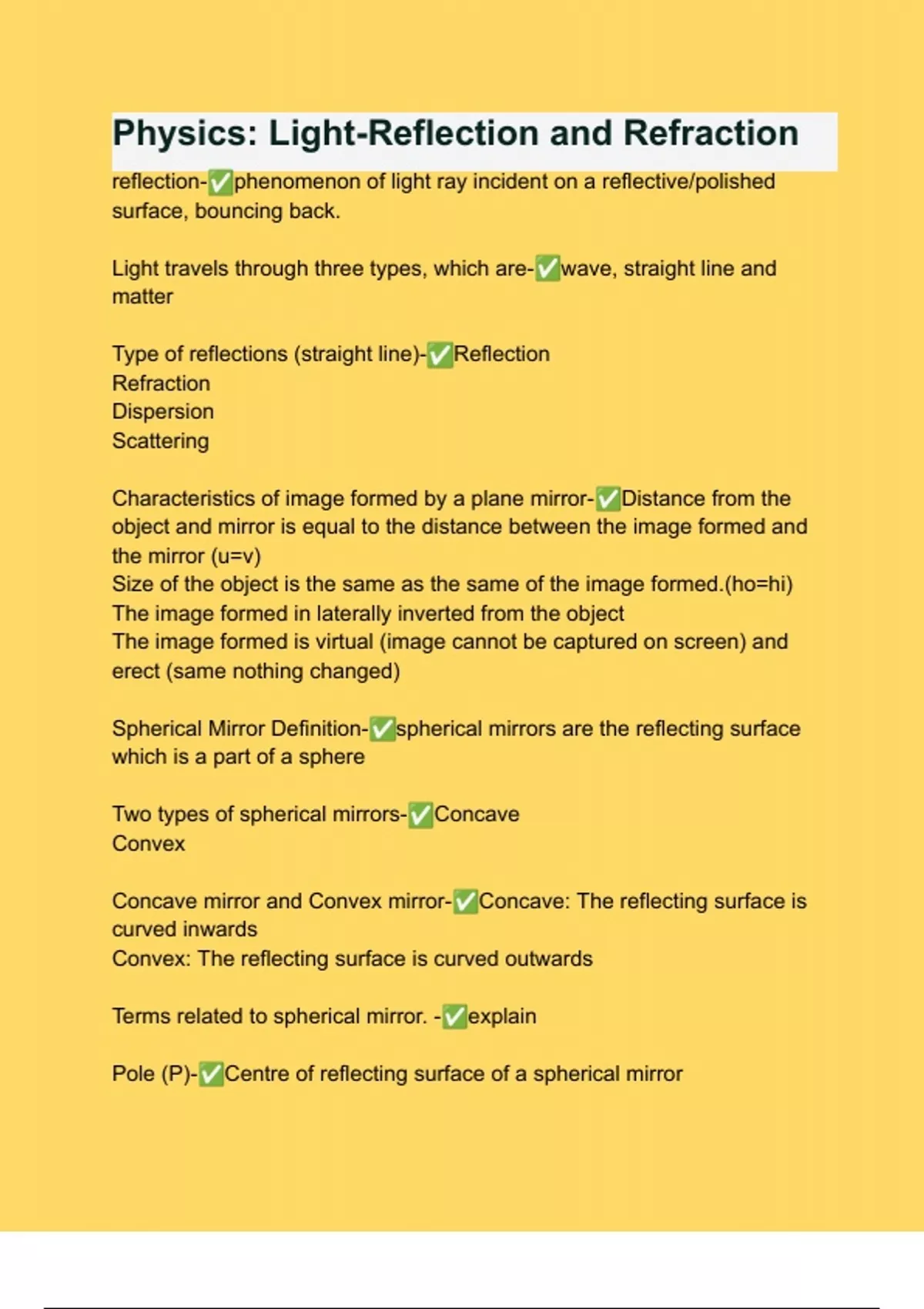 Physics_ Light-Reflection and Refraction with 100% Correct Answers - PHYSICS COMBINED - Stuvia US