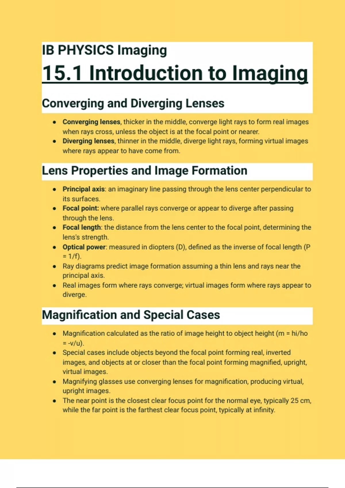 IB PHYSICS Imaging notes - PHYSICS COMBINED - Stuvia US