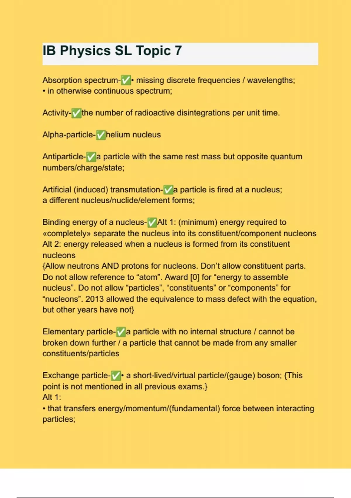 IB Physics SL Topic 7 with 100% Correct Answers - PHYSICS COMBINED ...