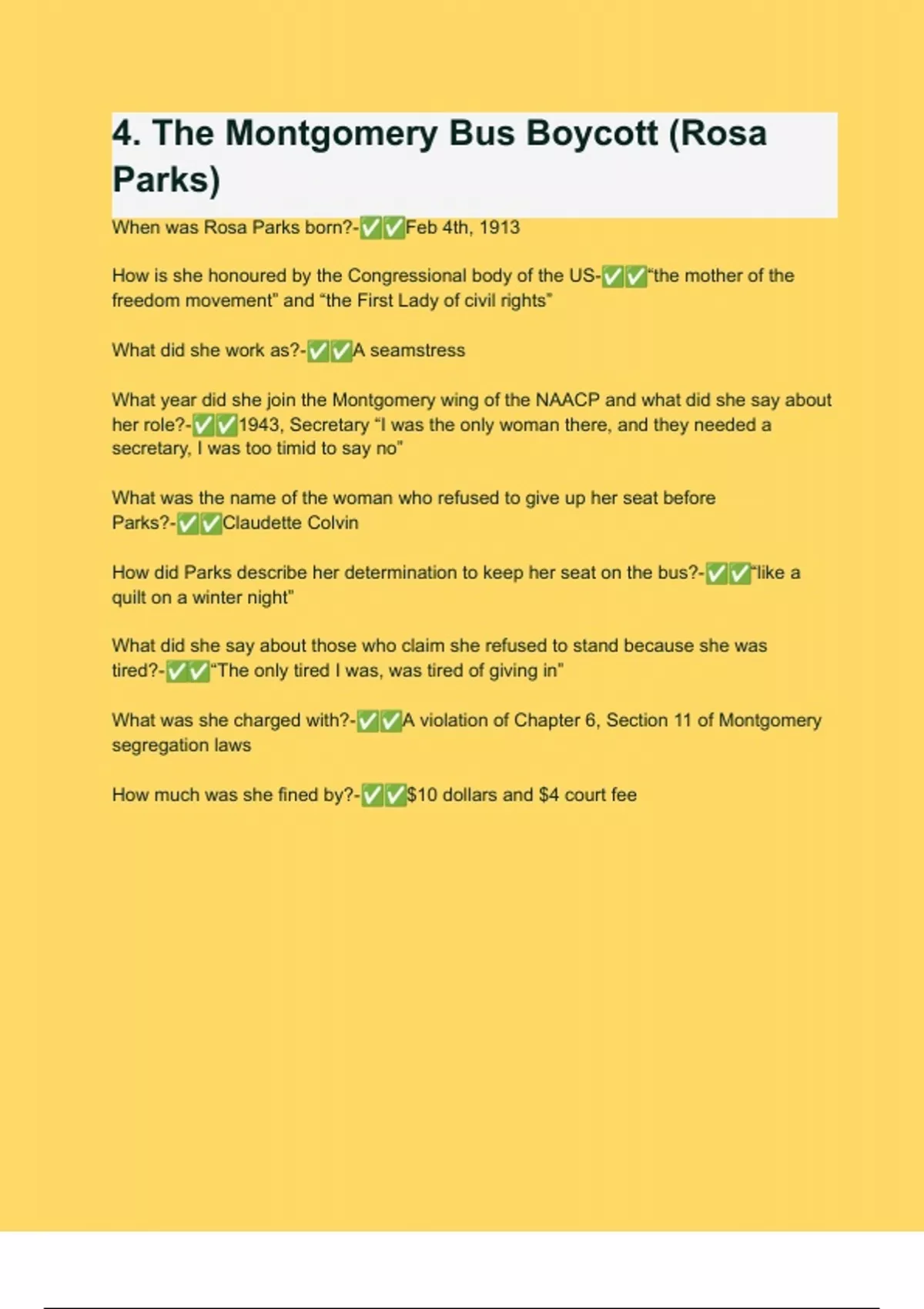 4. The Montgomery Bus Boycott (Rosa Parks) with Verified Correct ...