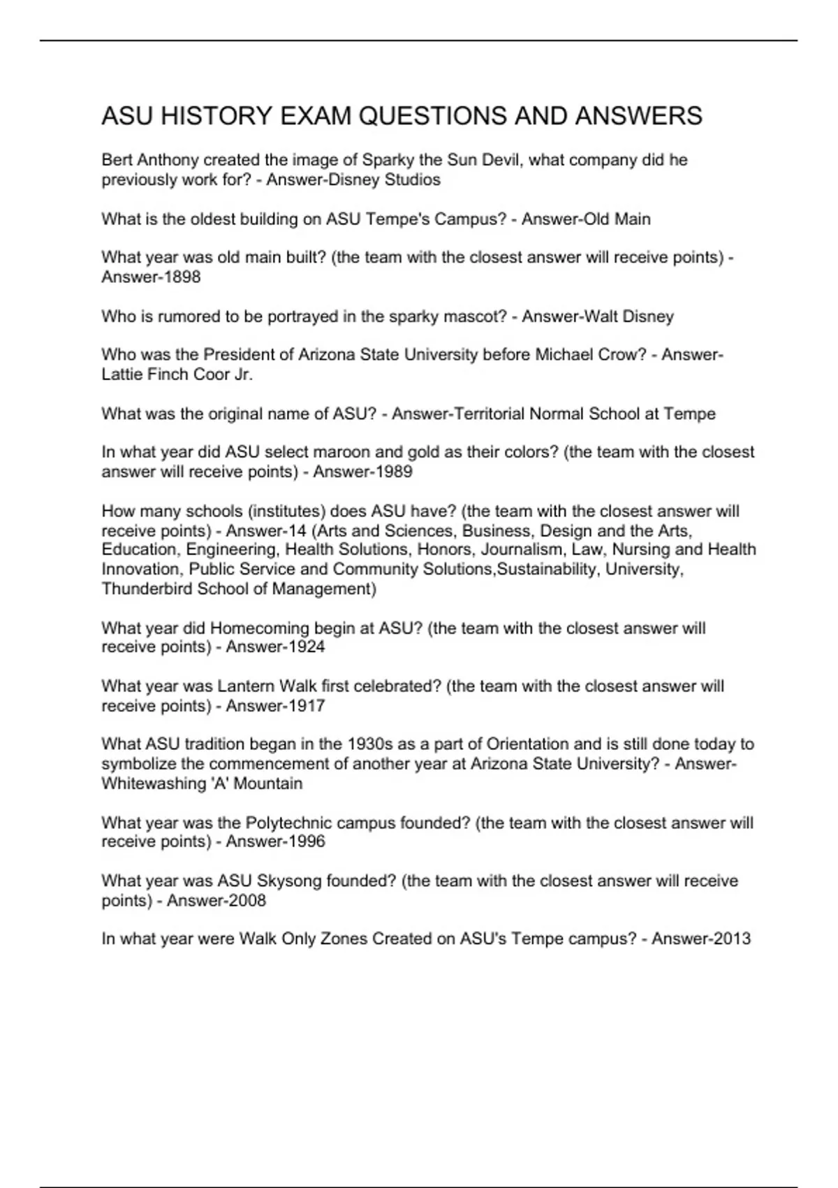 ASU HISTORY EXAM QUESTIONS AND ANSWERS - ASU History - Stuvia US