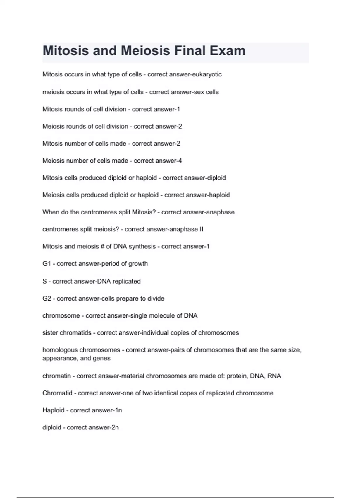 Mitosis and Meiosis Final Exam. - Anatomy and Physiology: Mitosis and ...