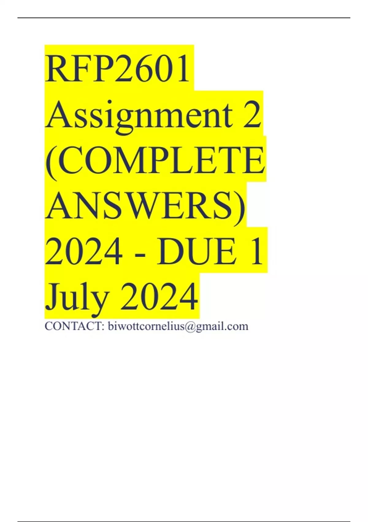 RFP2601 Assignment 2 (COMPLETE ANSWERS) 2024 - DUE 1 July 2024 ...