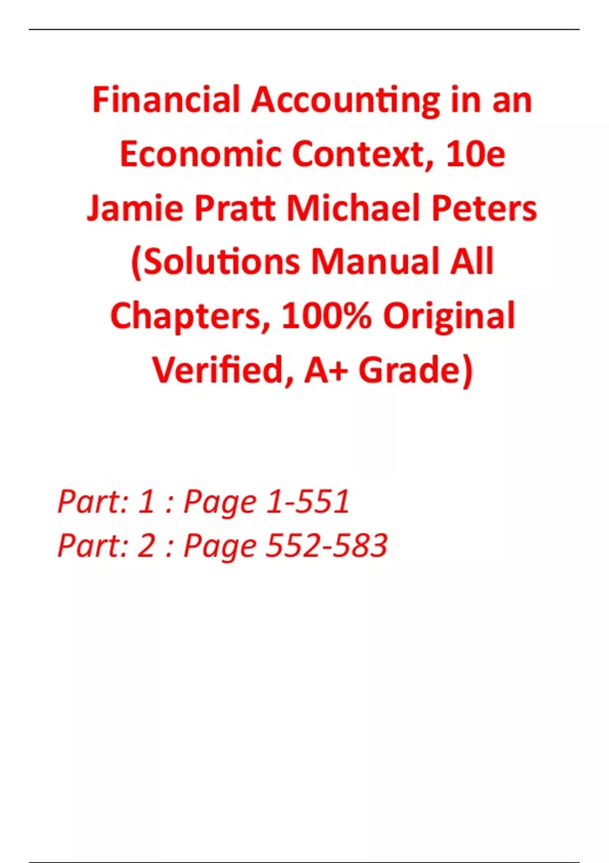 Solutions Manual for Financial Accounting in an Economic Context 10th ...