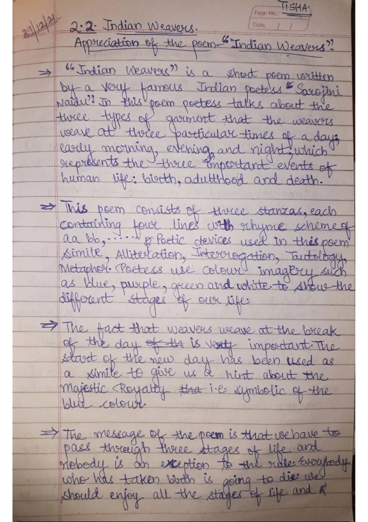 Appreciation of Poems Class 12th HSC - English - Stuvia US