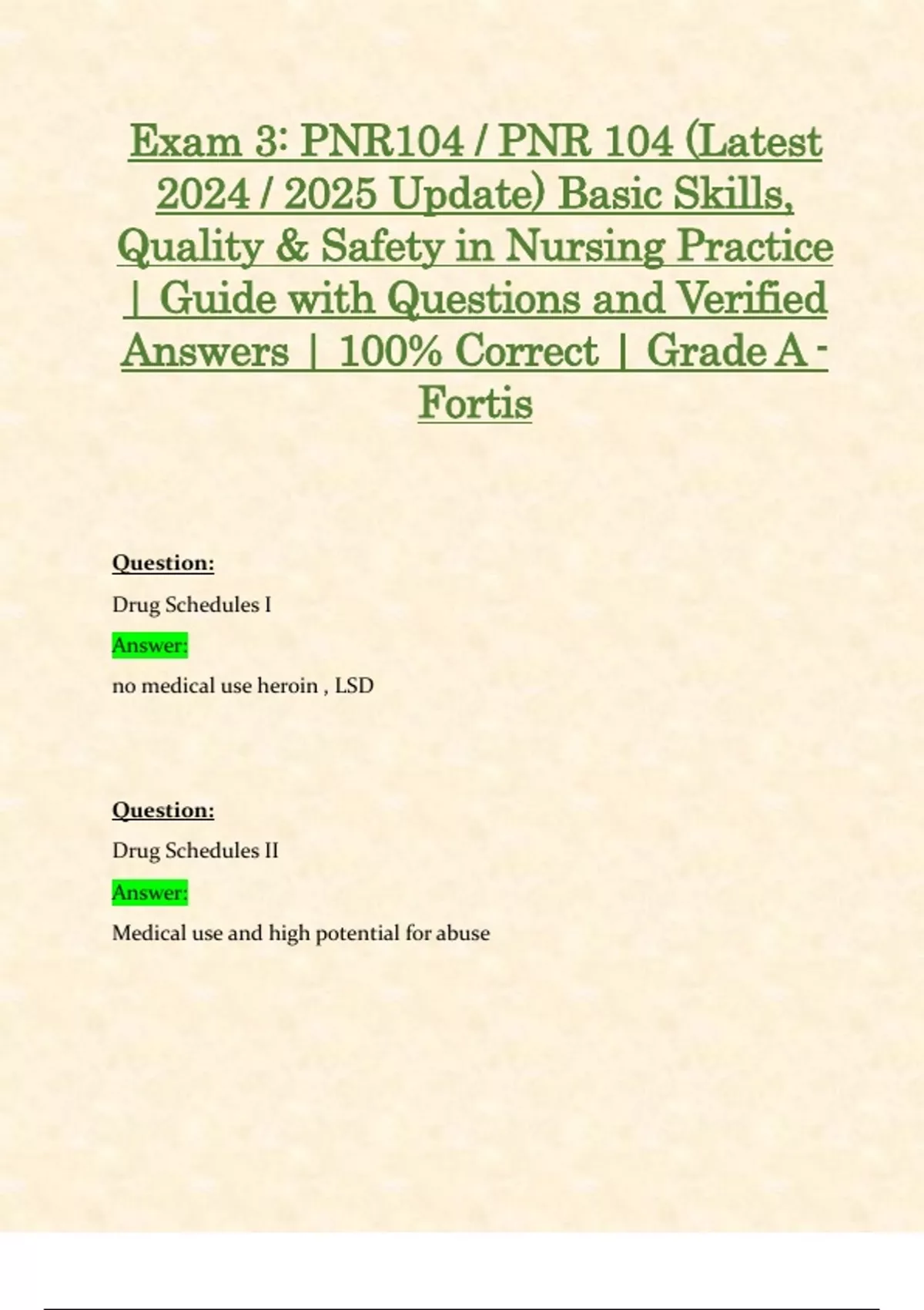 Exam 3: PNR104 / PNR 104 (Latest 2024 / 2025 Update) Basic Skills ...