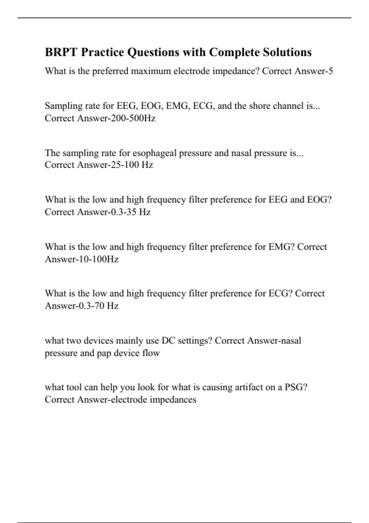 BRPT Practice Questions with Complete Solutions. - BRPT - Stuvia US