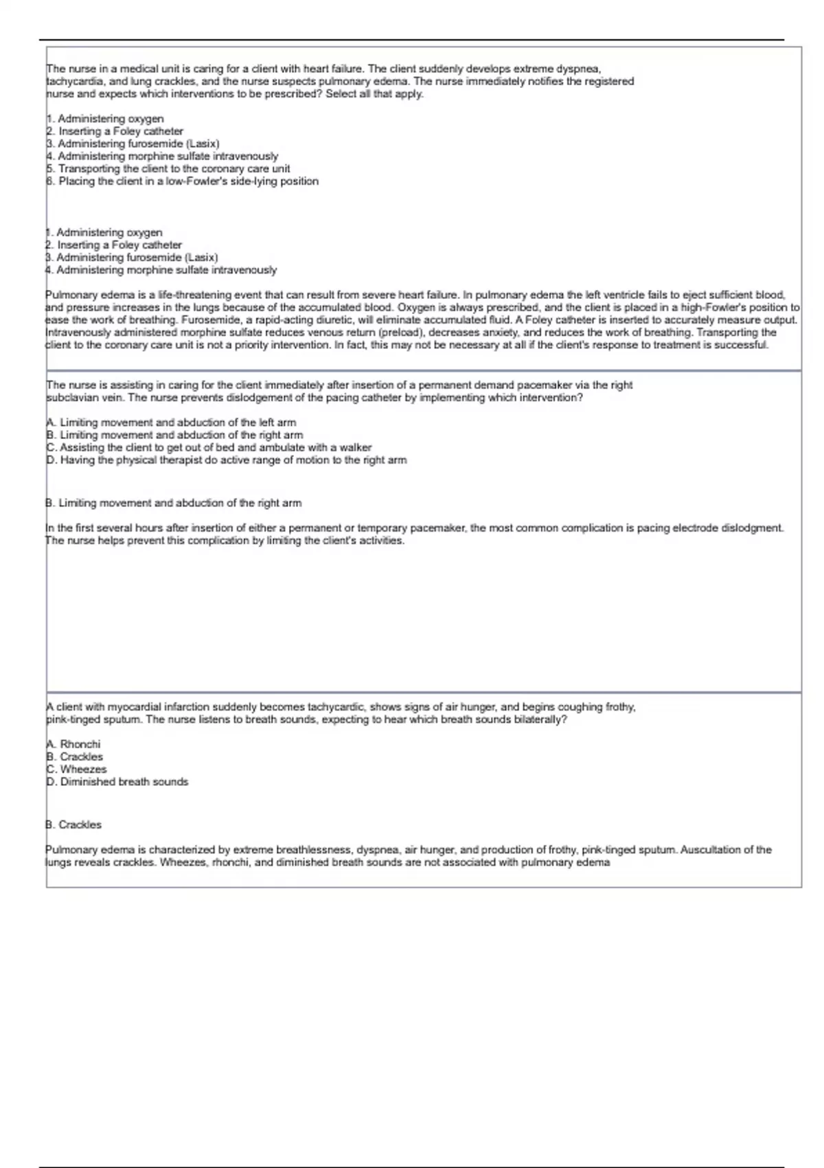 NCLEX SAUNDERS CARDIOVASCULAR DISORDERS (PACEMAKER, CAD TO PULMONARY ...