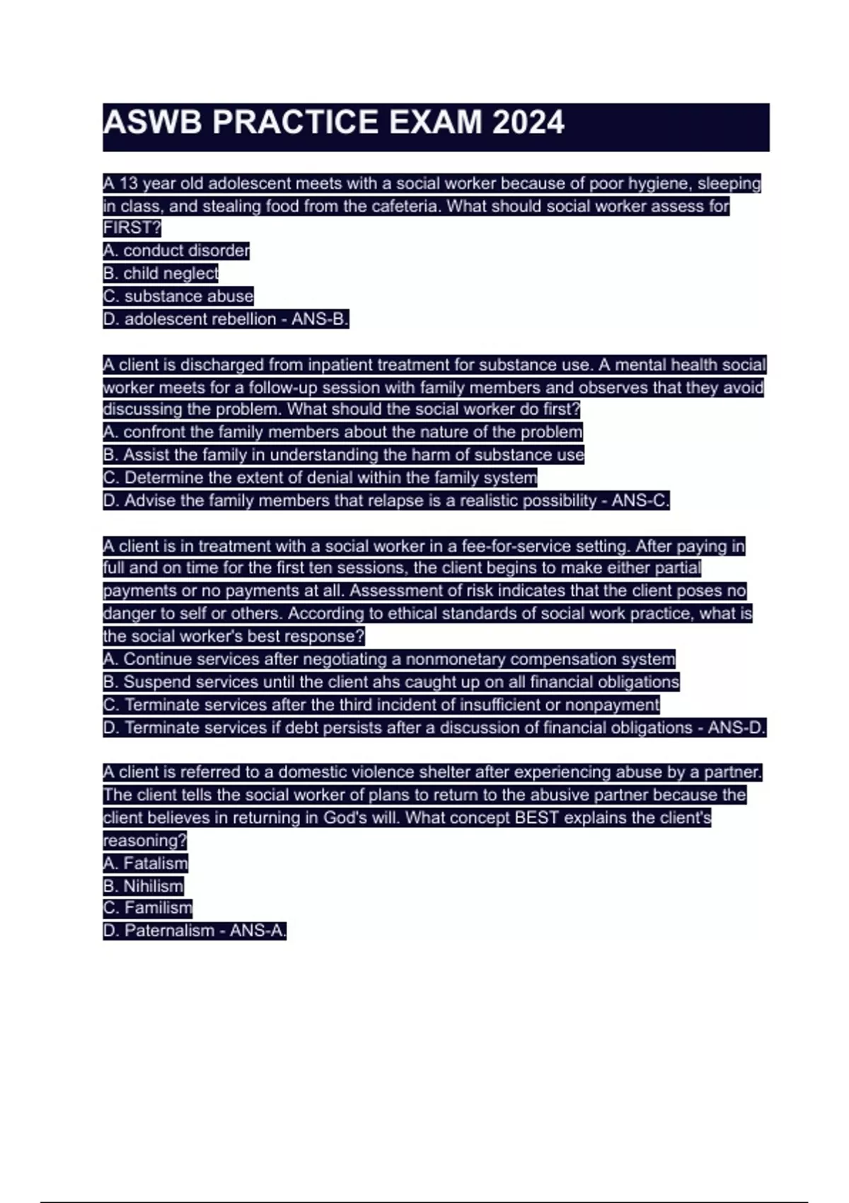 ASWB PRACTICE EXAM 2024 - Nursing Care of Children - Stuvia US