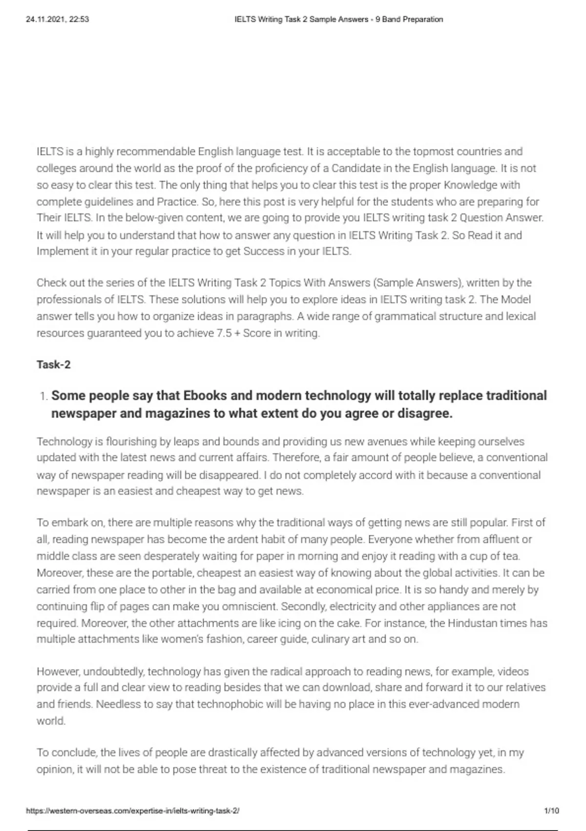 IELTS Writing Task 2 Sample Answers - 9 Band Preparation - IELTS ...