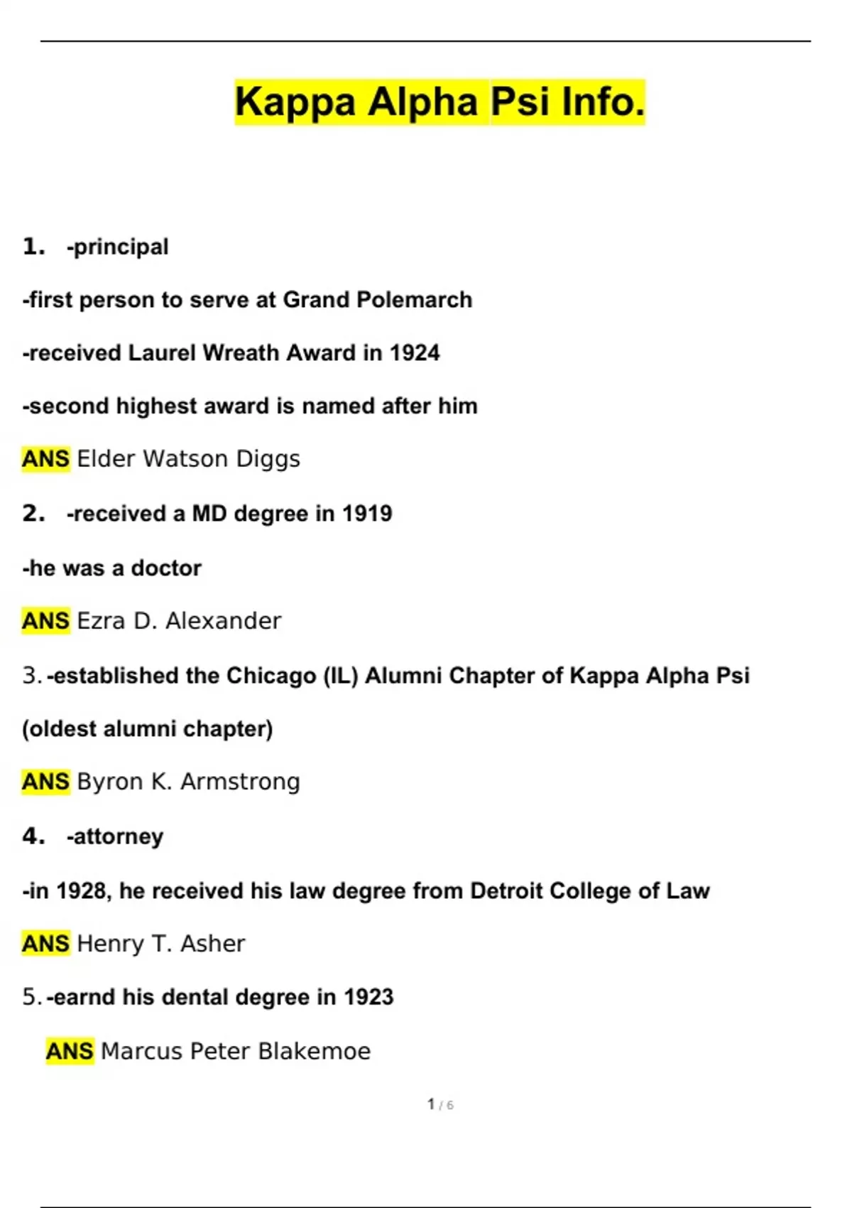 Kappa Alpha Psi BUNDLED KAPPA ALPHA PSI PRACTICE TEST Kappa Alpha Psi ...