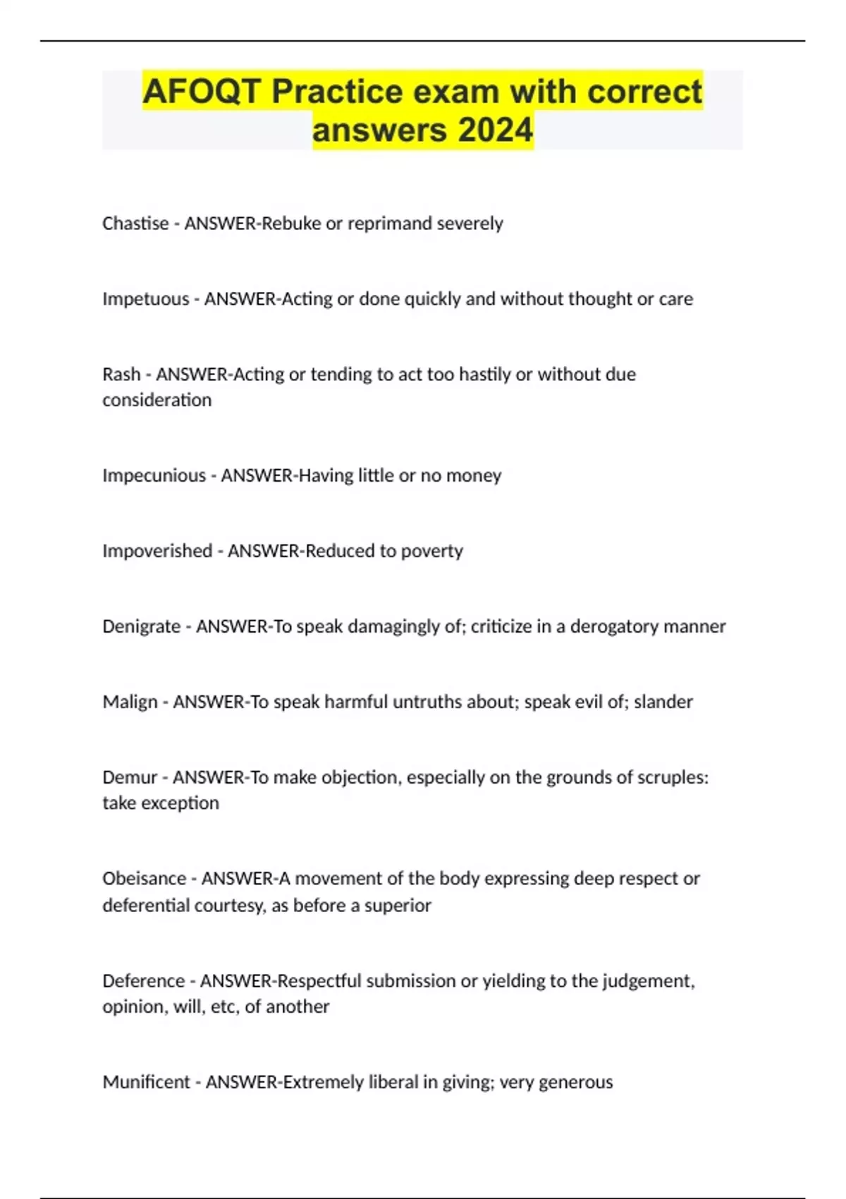 AFOQT Practice exam with correct answers 2024 - AFOQT - Stuvia US