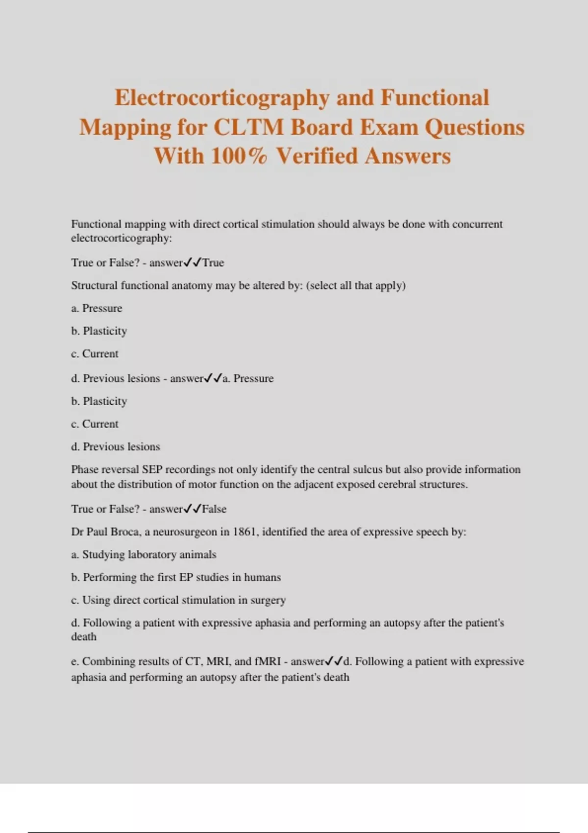 Electrocorticography and Functional Mapping for CLTM Board Exam ...