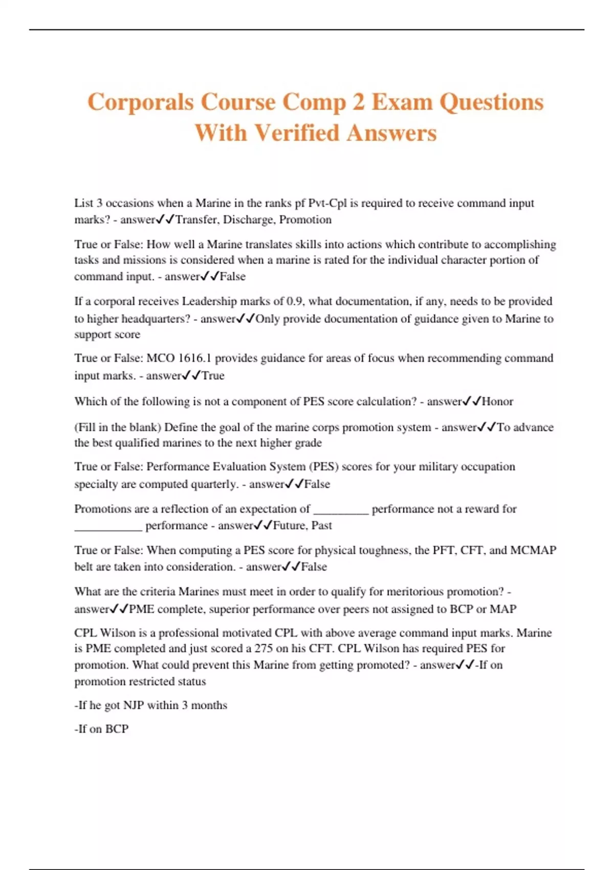 Corporals Course Comp 2 Exam Questions With Verified Answers Corporals Course Stuvia Us
