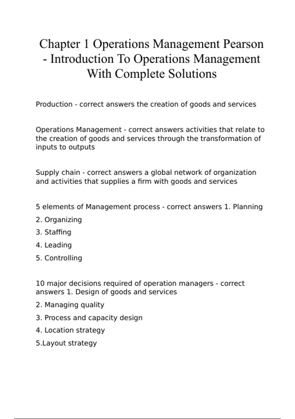 Chapter 1 Operations Management Pearson - Introduction To Operations ...