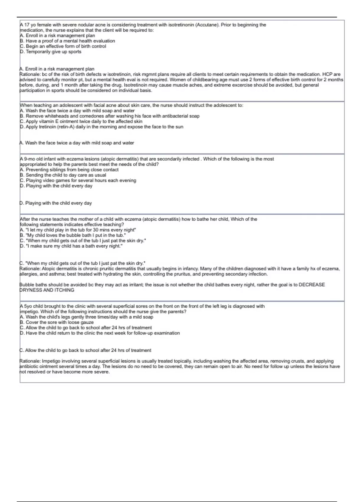 NCLEX SKIN PROBLEMS QUESTIONS WITH ANSWERS 100% CORRECT - Nursing care ...