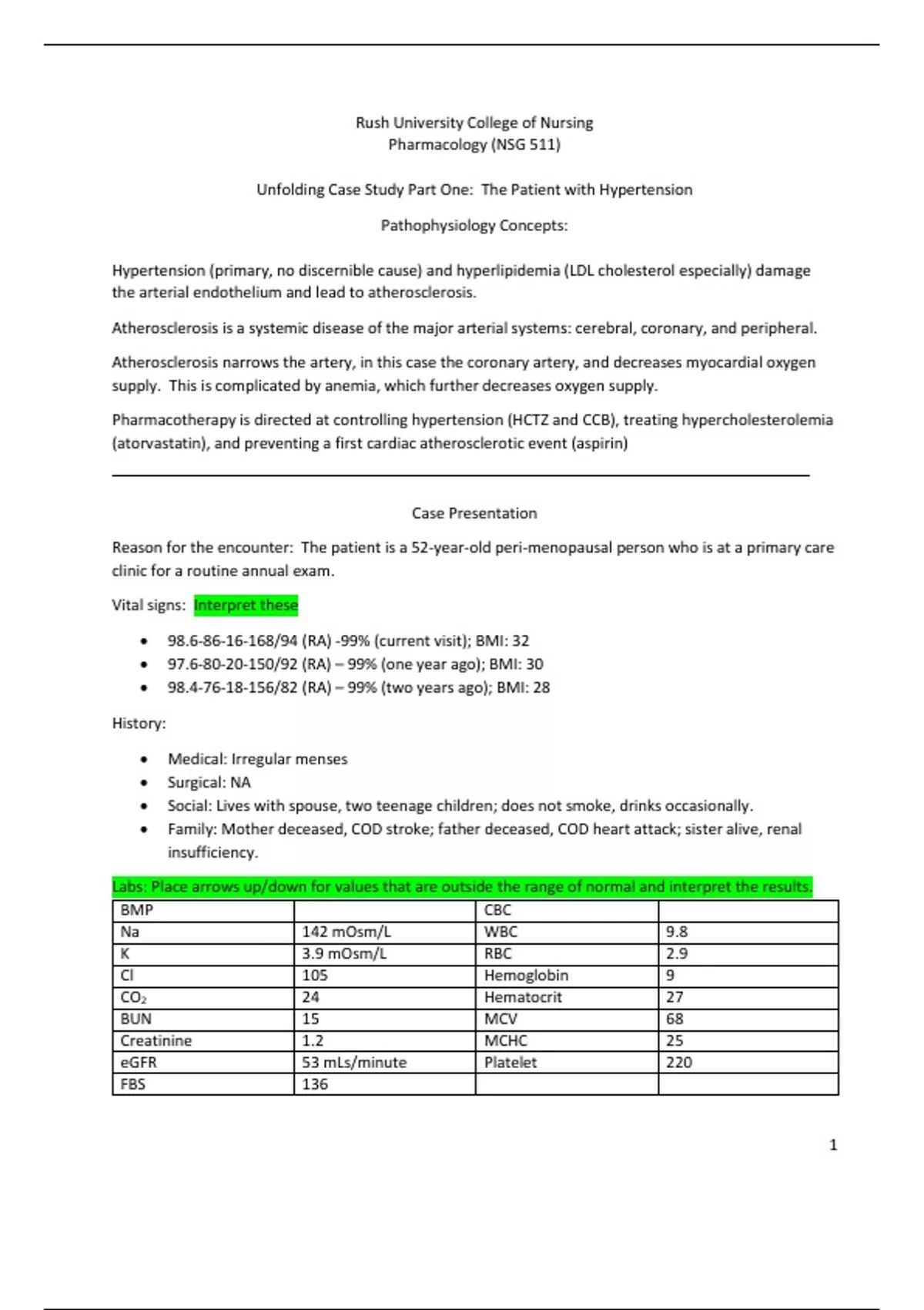 Unfolding Case Study Part One: The Patient with Hypertension ...
