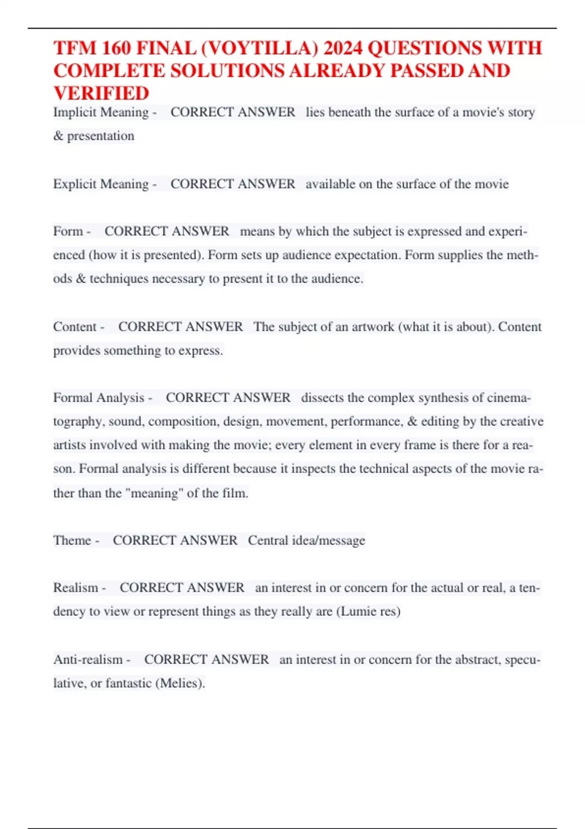 TFM 160 FINAL (VOYTILLA) 2024 QUESTIONS WITH COMPLETE SOLUTIONS - Tfm ...