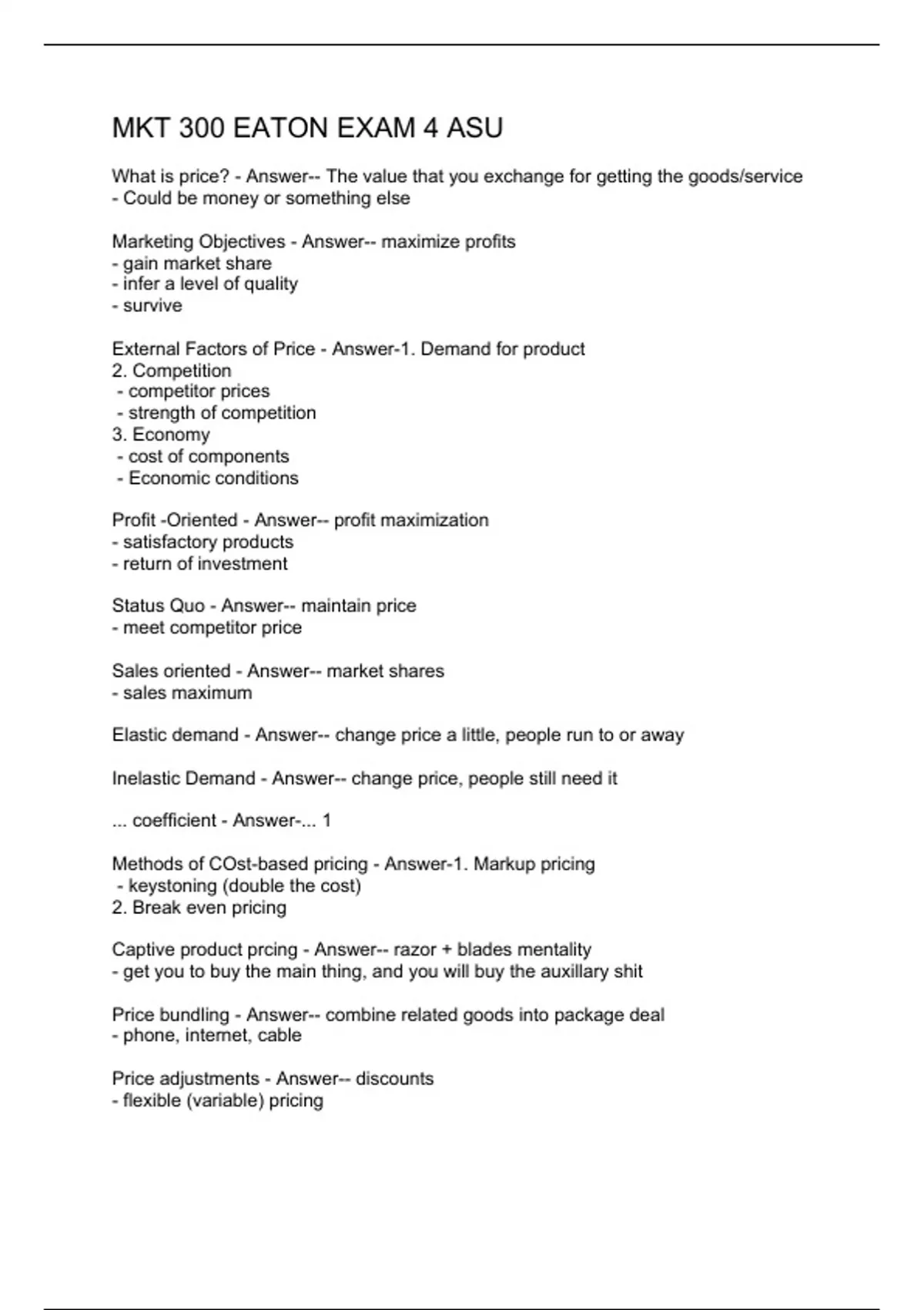 MKT 300 Eaton Exam 4 ASU - MKT 300 - Stuvia US