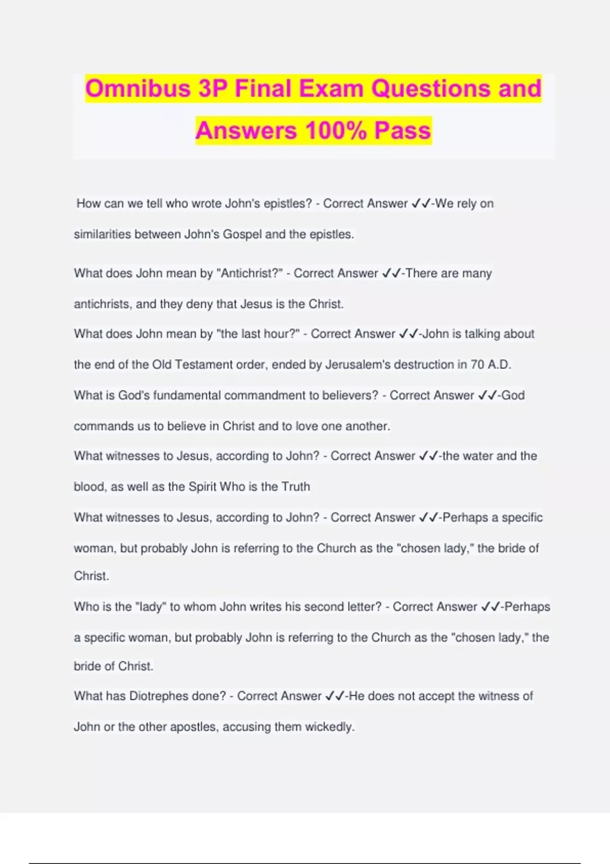 Omnibus 3P Final Exam Questions and Answers 100% Pass - APEA 3P - Stuvia US