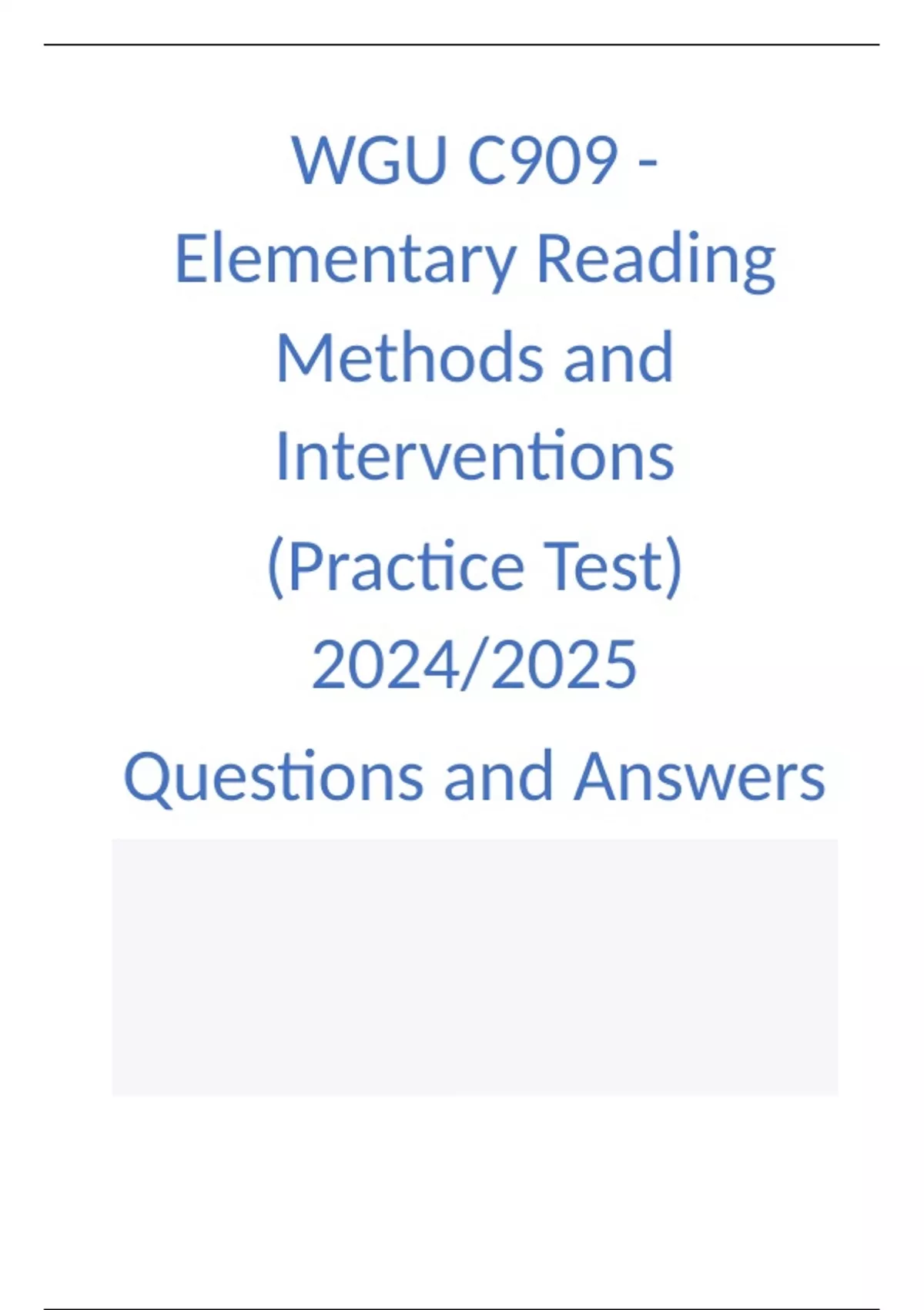 WGU C909 - Elementary Reading Methods and Interventions (Practice Test ...
