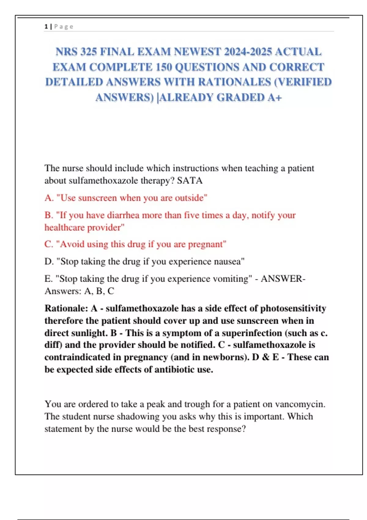 NR 325 EXAM 1,2,3 AND FINAL NEWEST ACTUAL EXAM COMPLETE QUESTIONS AND ...