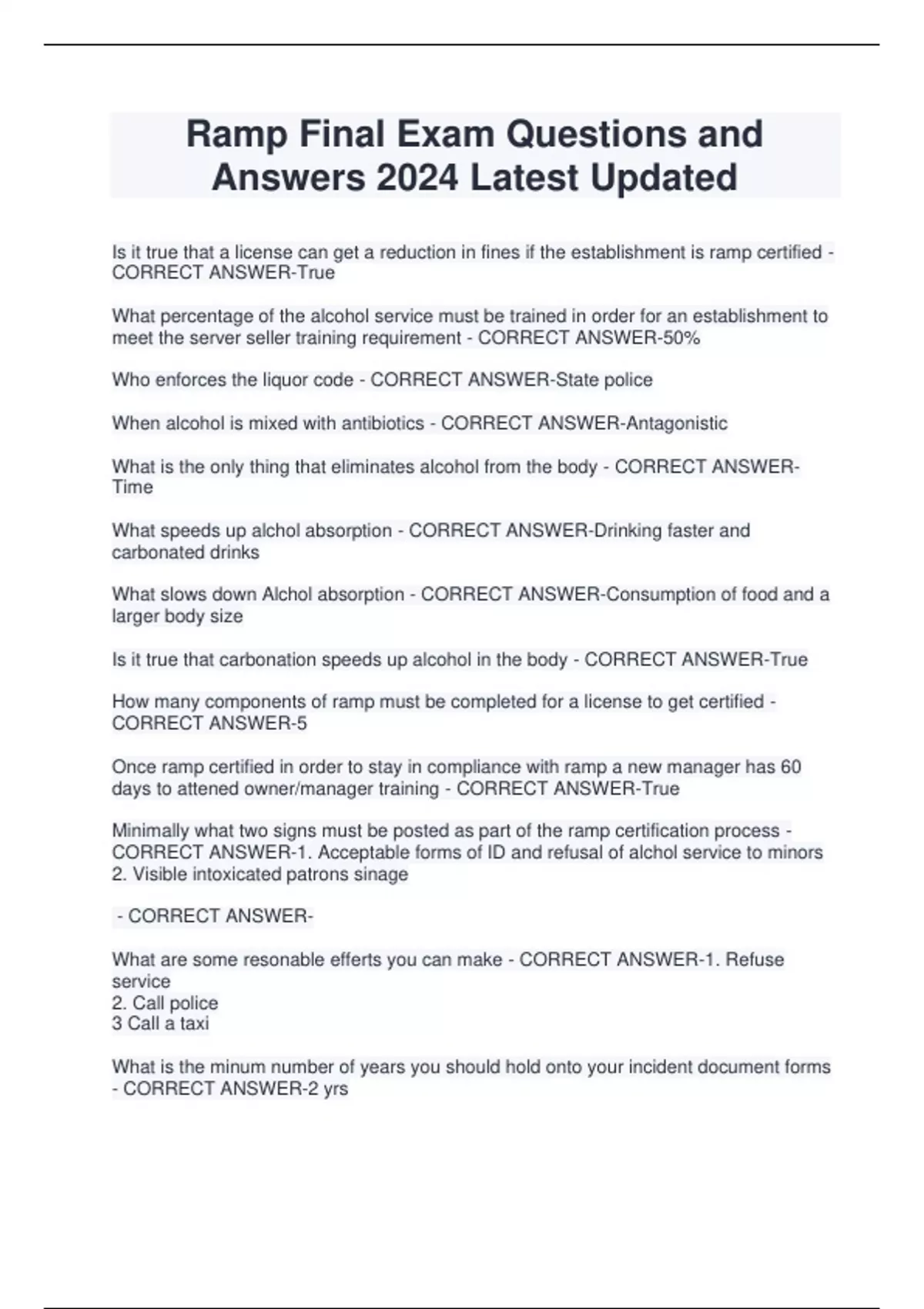 Ramp Final Exam Questions and Answers 2024 Latest Updated - Ramp ...