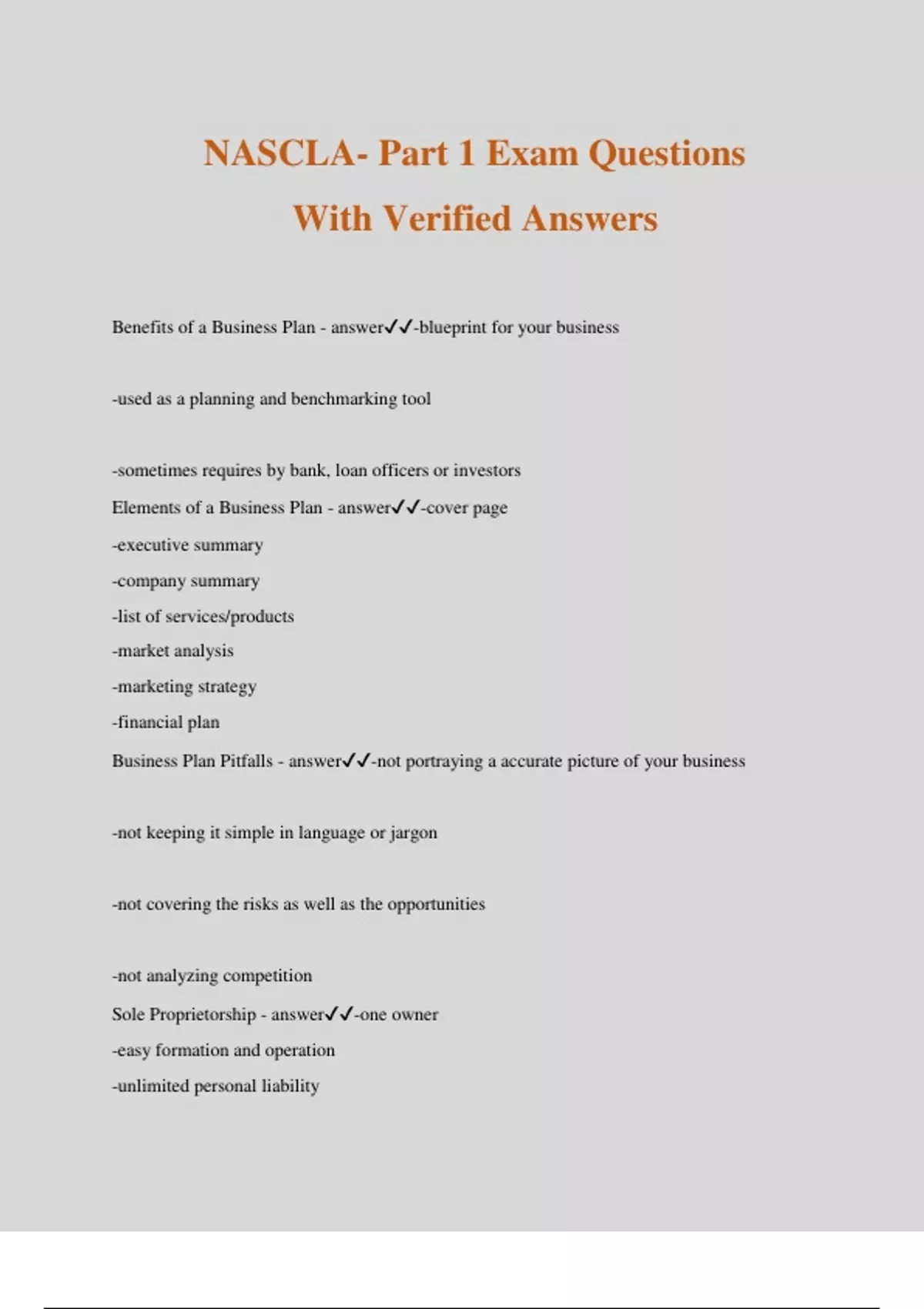 NASCLA- Part 1 Exam Questions With Verified Answers - Nascla - Stuvia US