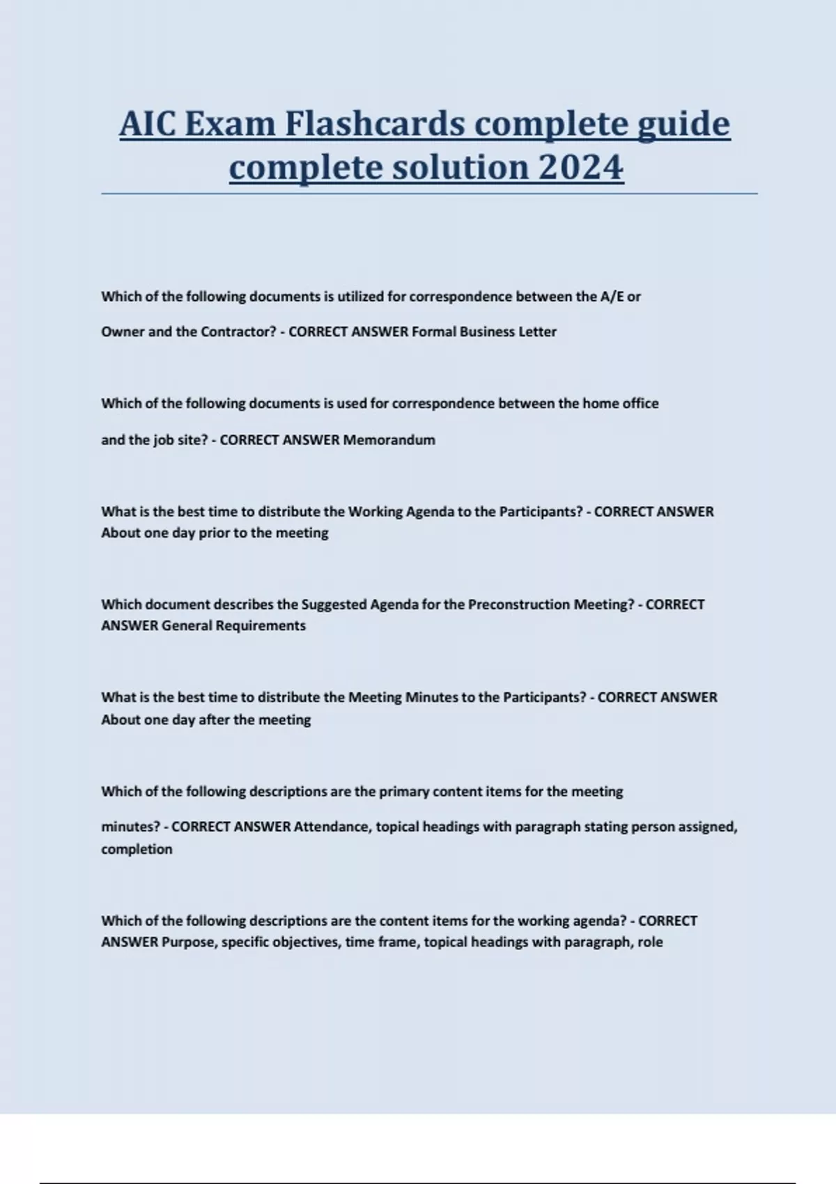 AIC Exam Flashcards complete guide complete solution Graded A+ - AIC ...